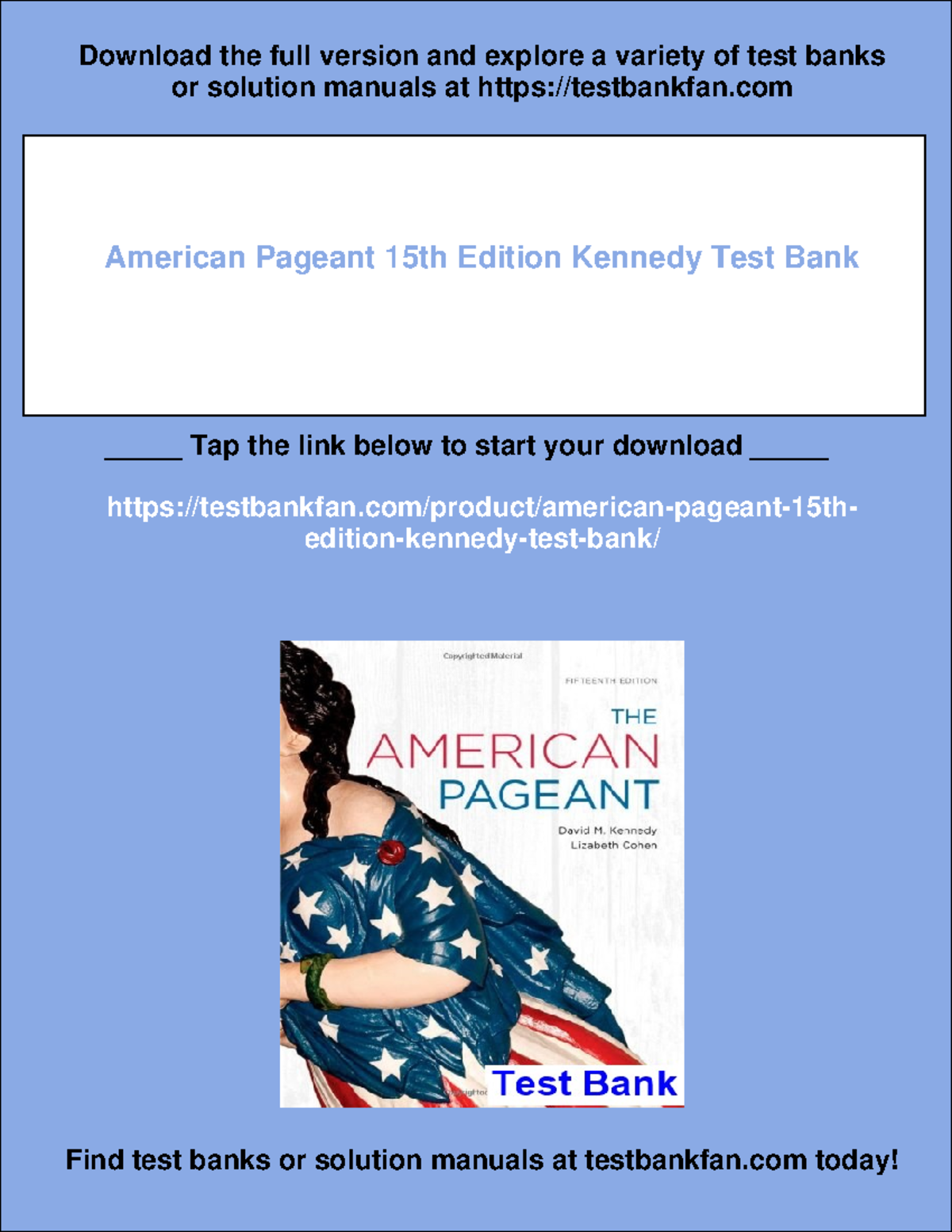 10661 - American pageant 15th edition kennedy test bank is available ...