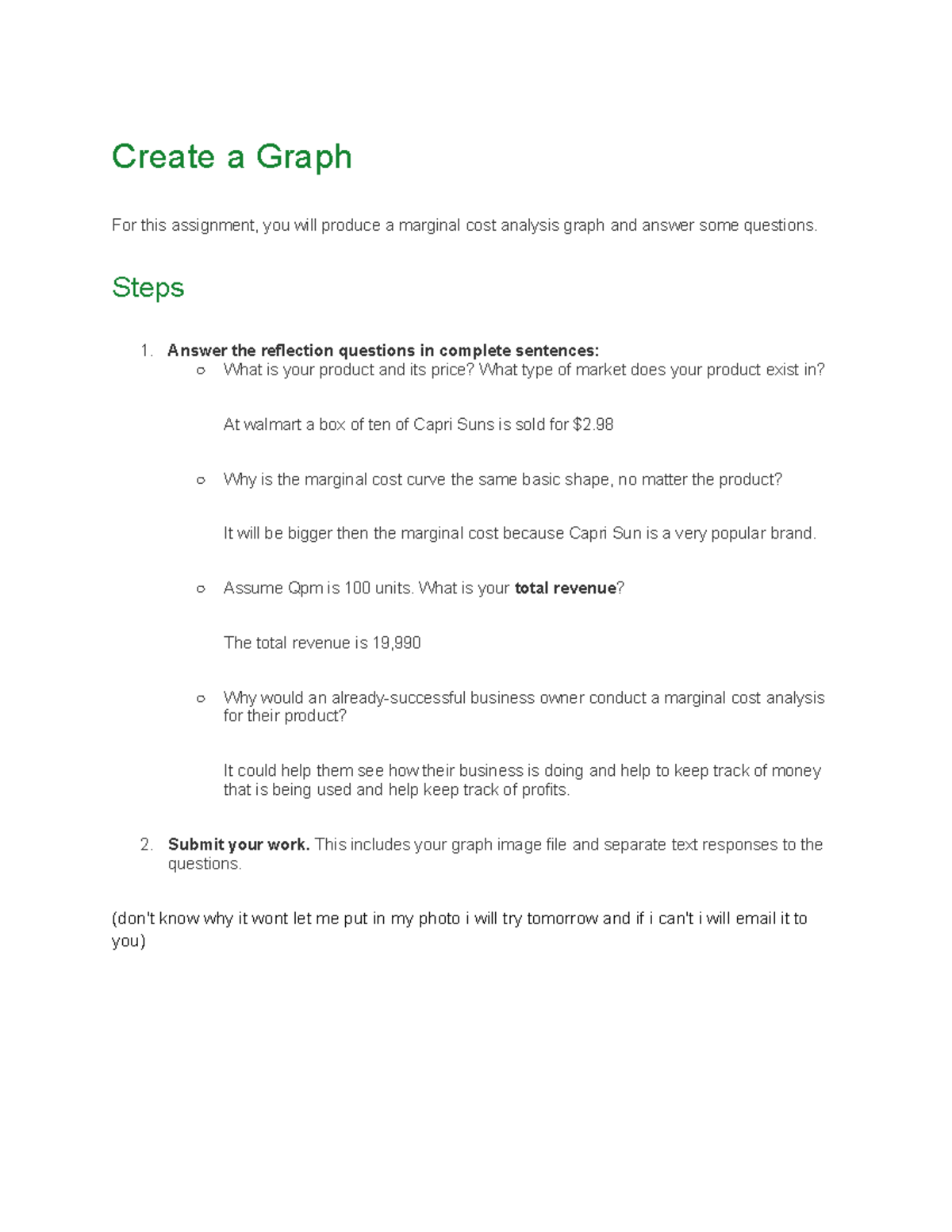 02.05 Marginal cost analysis and graph creation for profit maximization ...