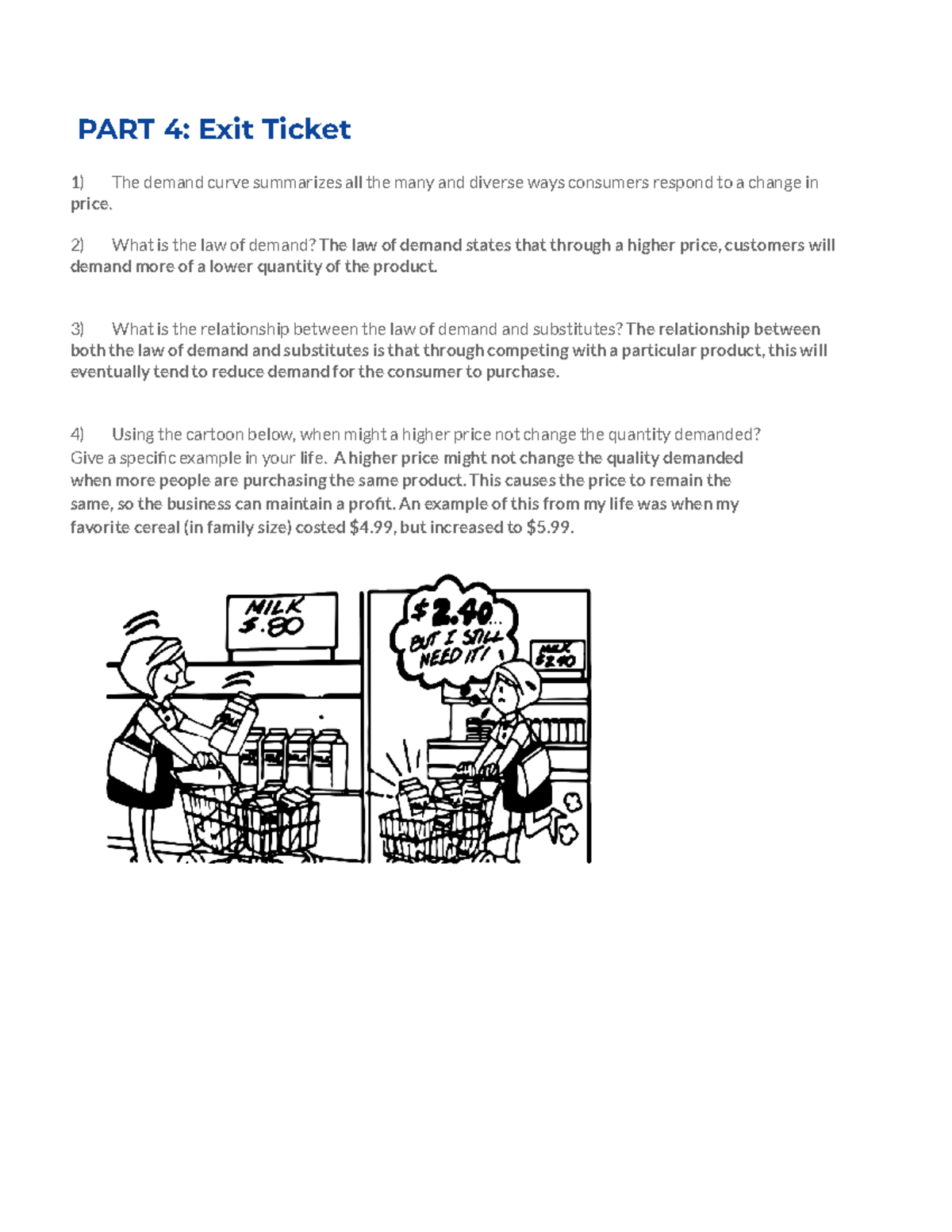 Law of Demand Exit Ticket - Understanding Consumer Behavior - Studocu