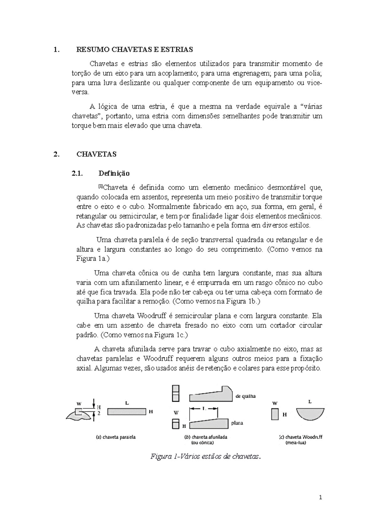 Chavetas, Equipamento de Maquinas mecânica, eixo - 1. RESUMO CHAVETAS E ...