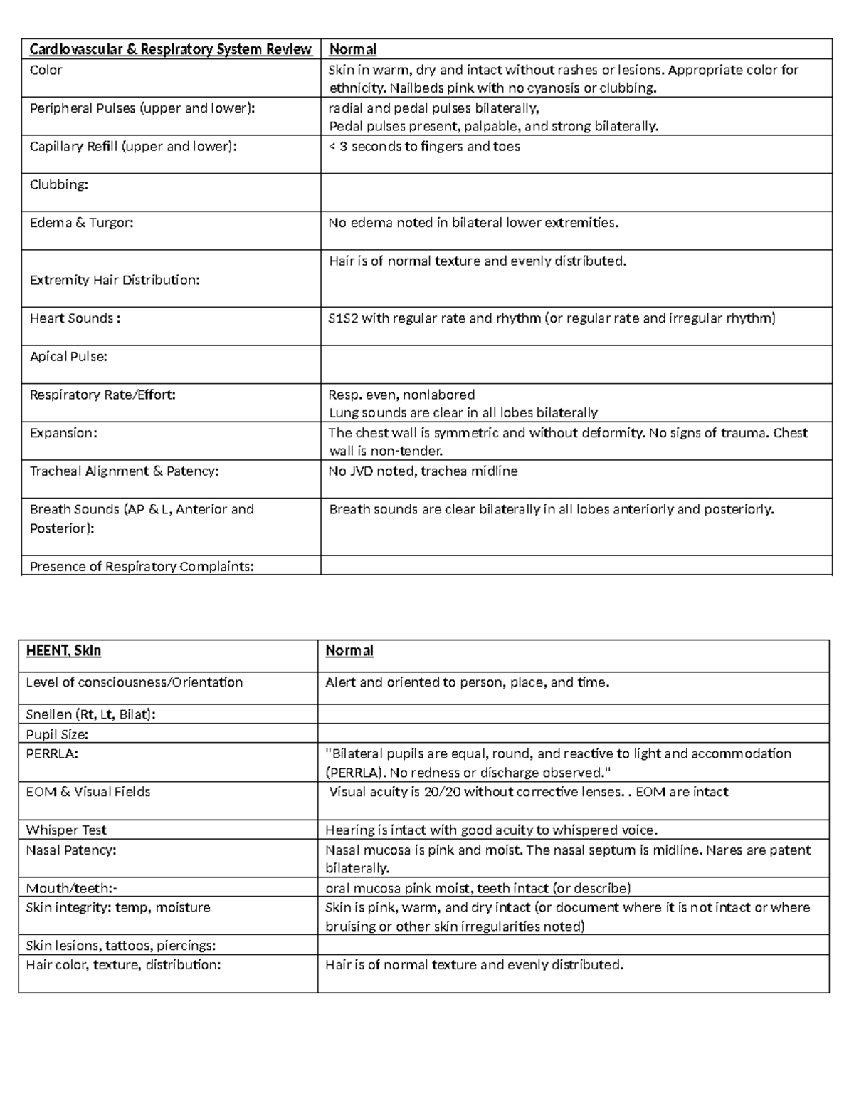 H2T Documentation: Cardiovascular & Respiratory System Review - Studocu