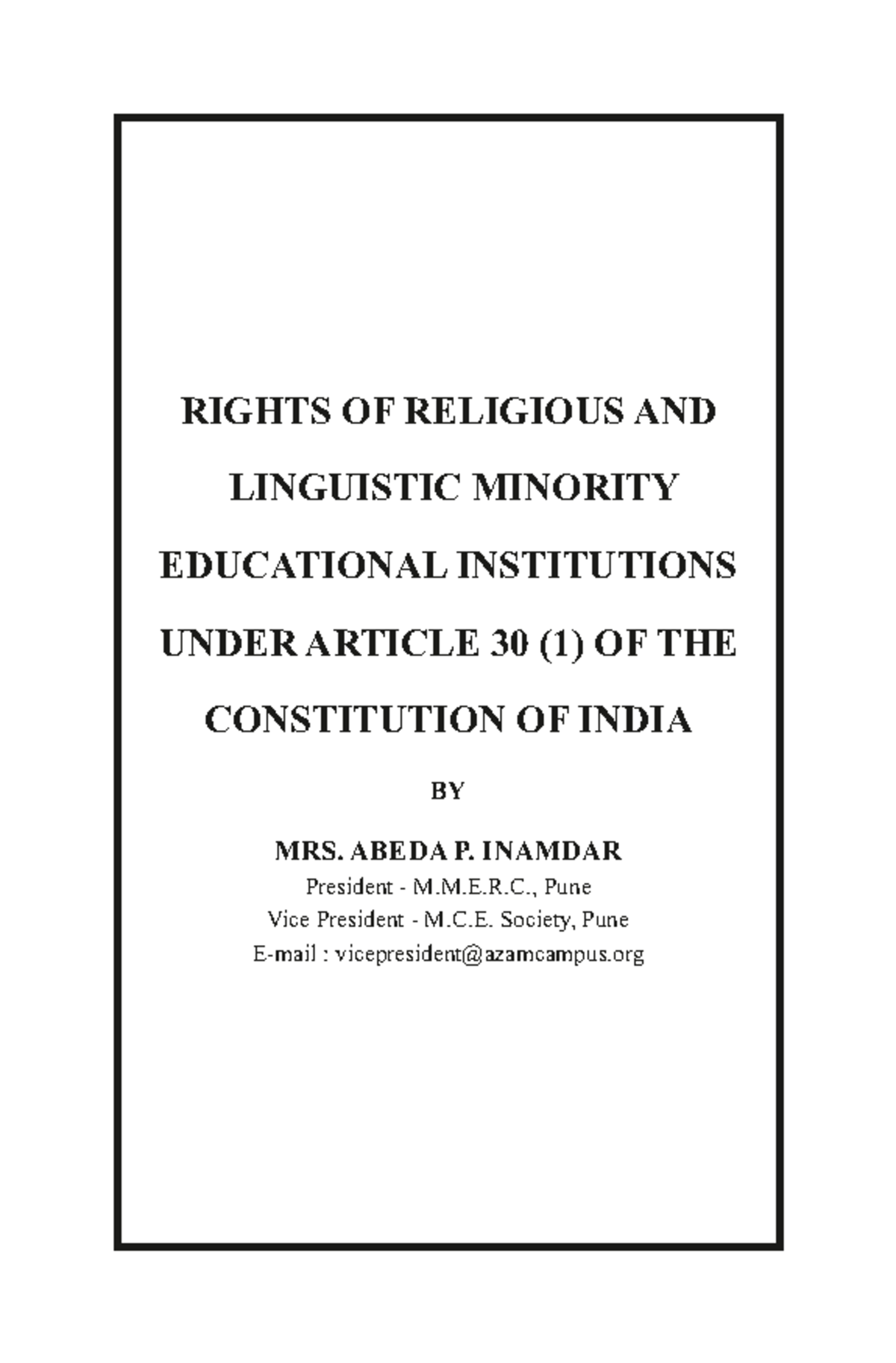 Final Exam Notes on Minority Rights & Education - Article 30(1) - Studocu