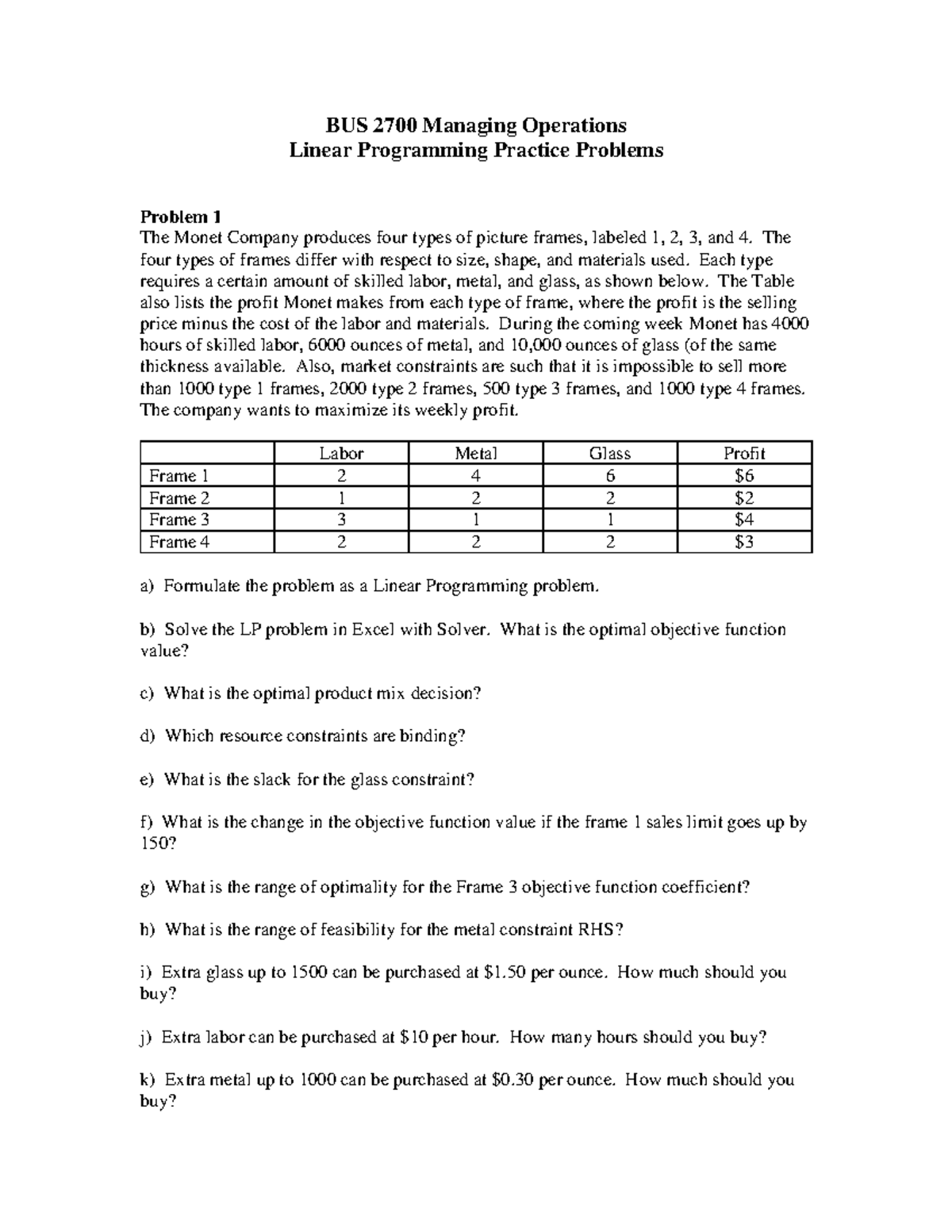 Linear Programming Practice Problems - Exam 1 CHM2210 Solutions - Studocu