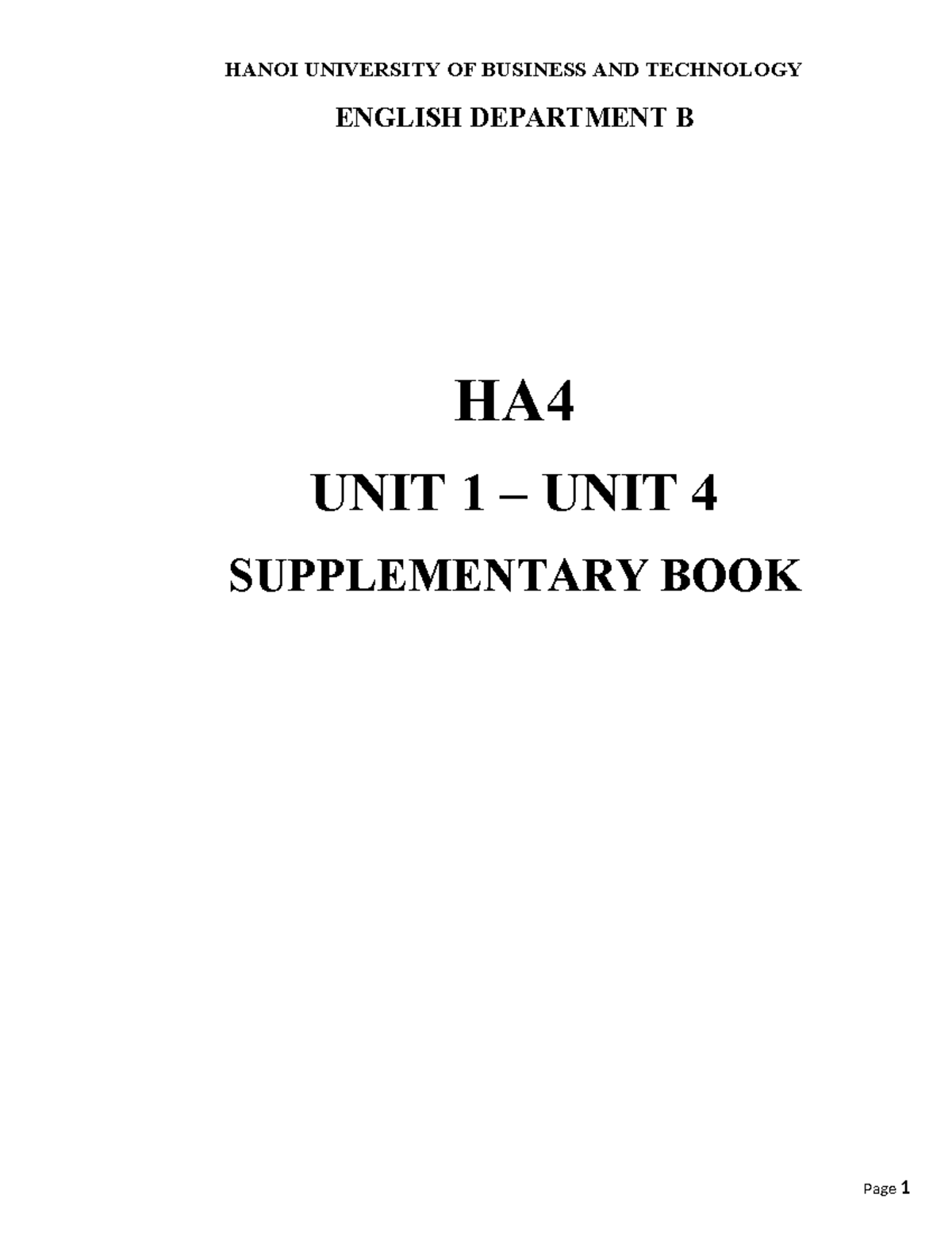 HA4 UNIT 1-4 SUPPLEMENTARY MATERIAL WITH ANSWERS - Studocu