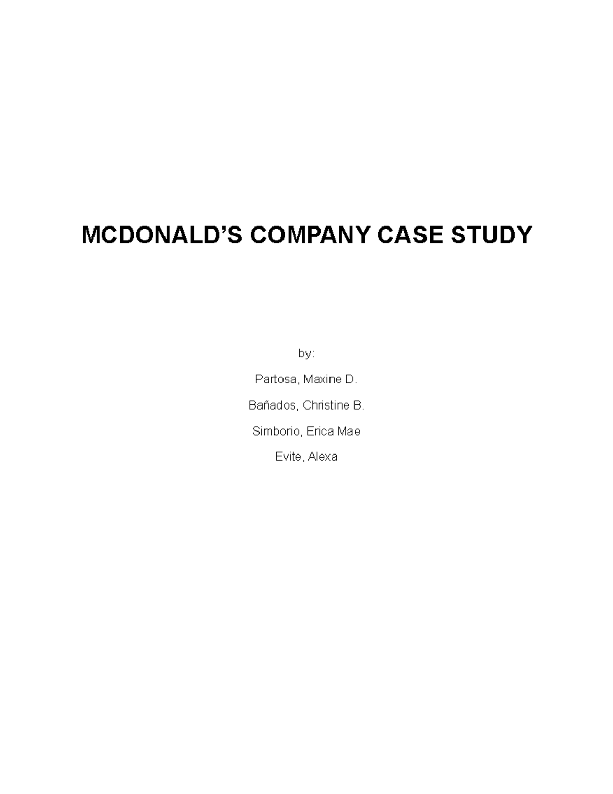 Mcdonalds Company CASE Study - MCDONALD’S COMPANY CASE STUDY by ...