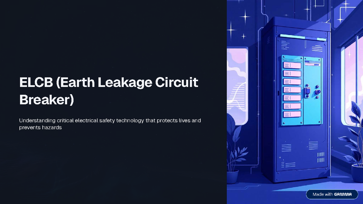 ELCB (Earth Leakage Circuit Breaker) Overview and Safety Applications ...
