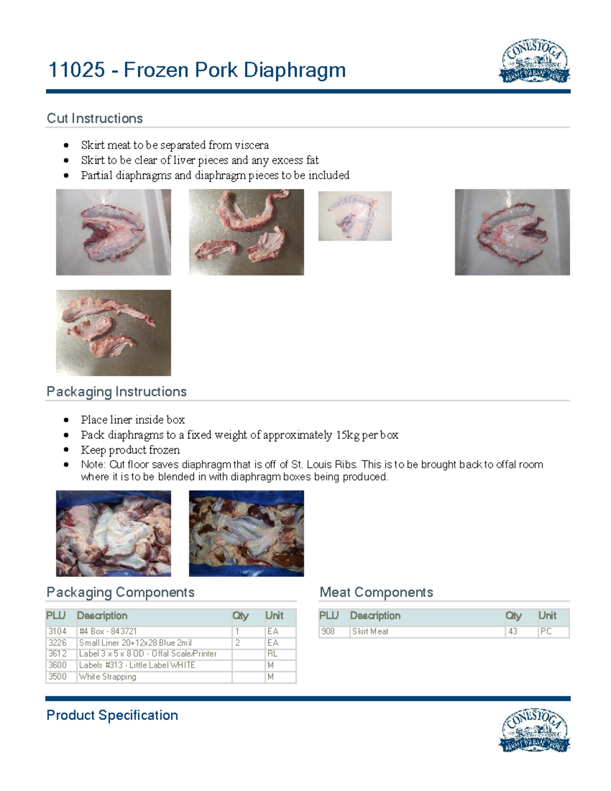 Conestoga - 11025 Frozen Pork Diaphragm Cut Instructions - Studocu