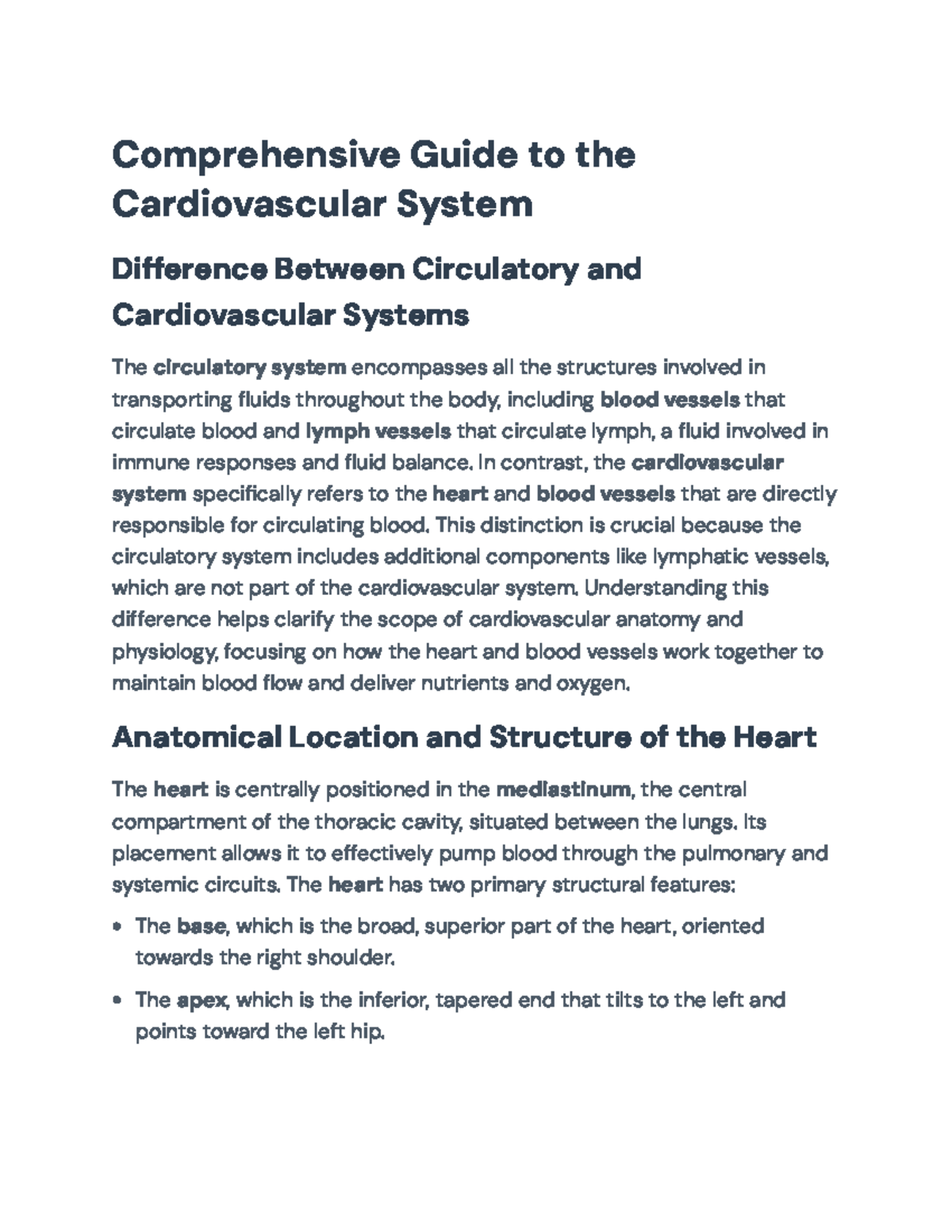 Comprehensive Guide to Cardiovascular Anatomy & Physiology (BIO 101 ...
