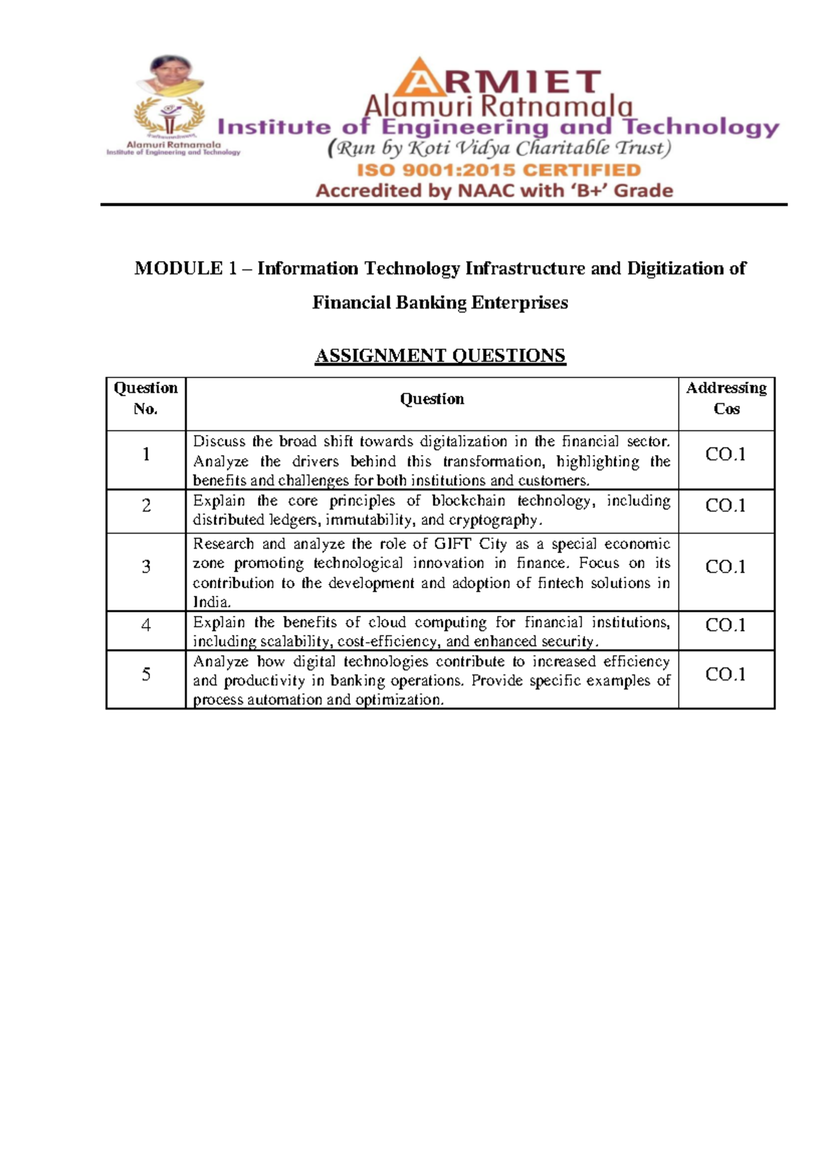AIFB Assignments-1 - Important notes - MODULE 1 – Information ...
