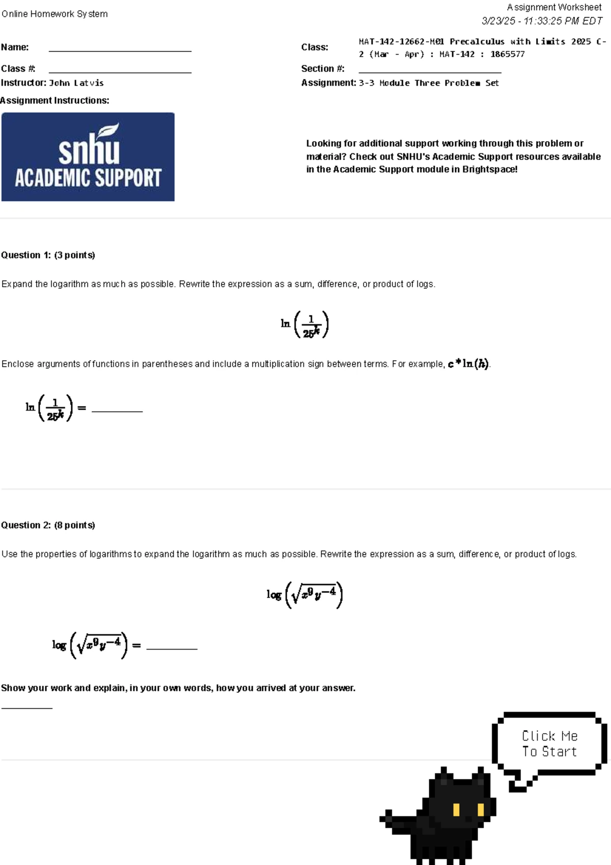 MAT 142 Precalculus with Limits: Module One Problem Set - Studocu