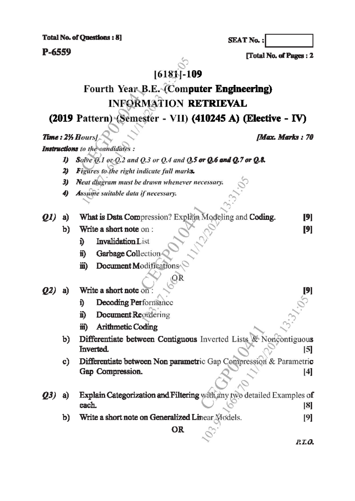 IR Nov 2023 - SPPU Endsem Paper (410245 A) - Computer Engg - Studocu