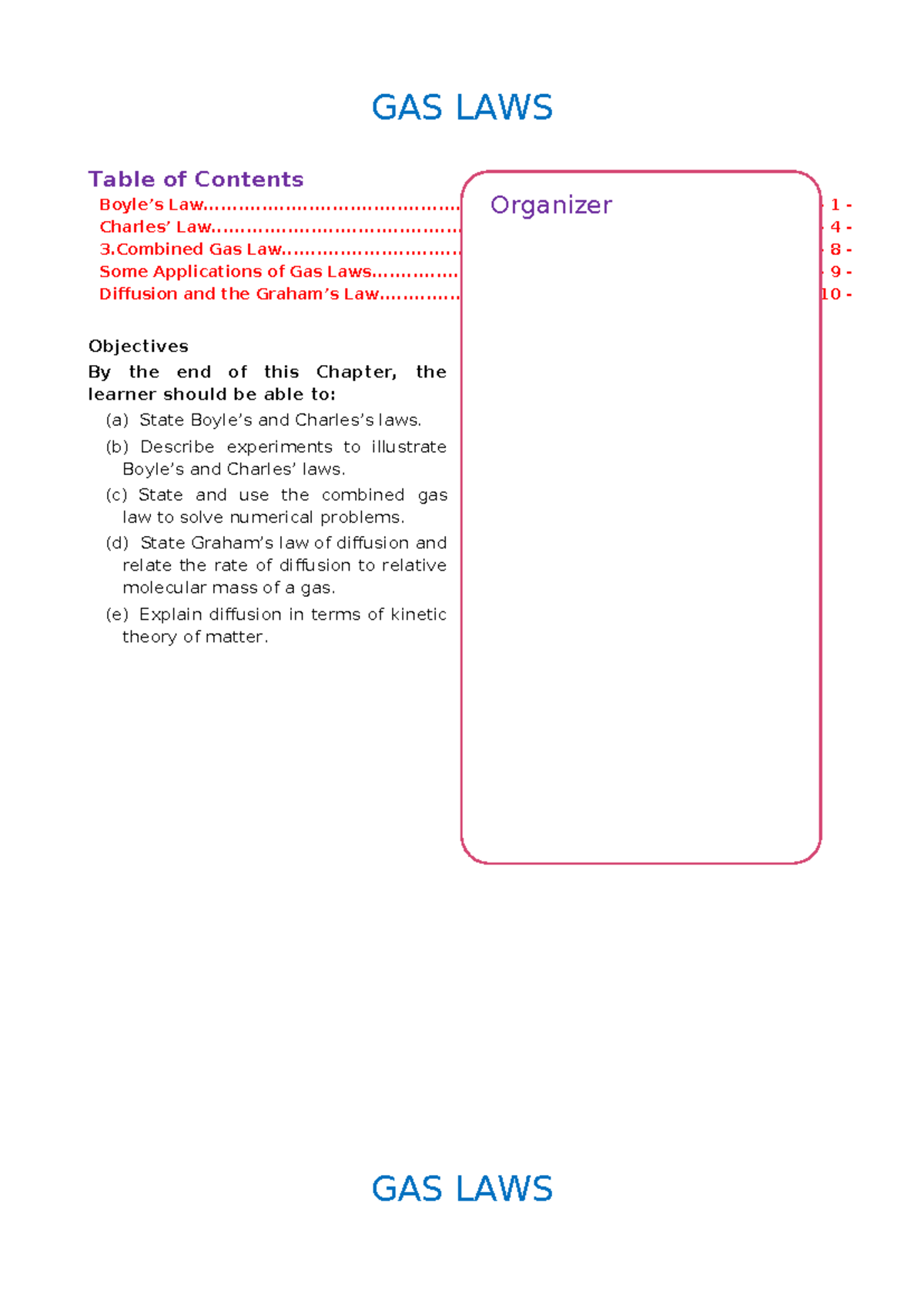 3.1 GAS LAWS - Form 3 Topical Notes and Applications - Studocu