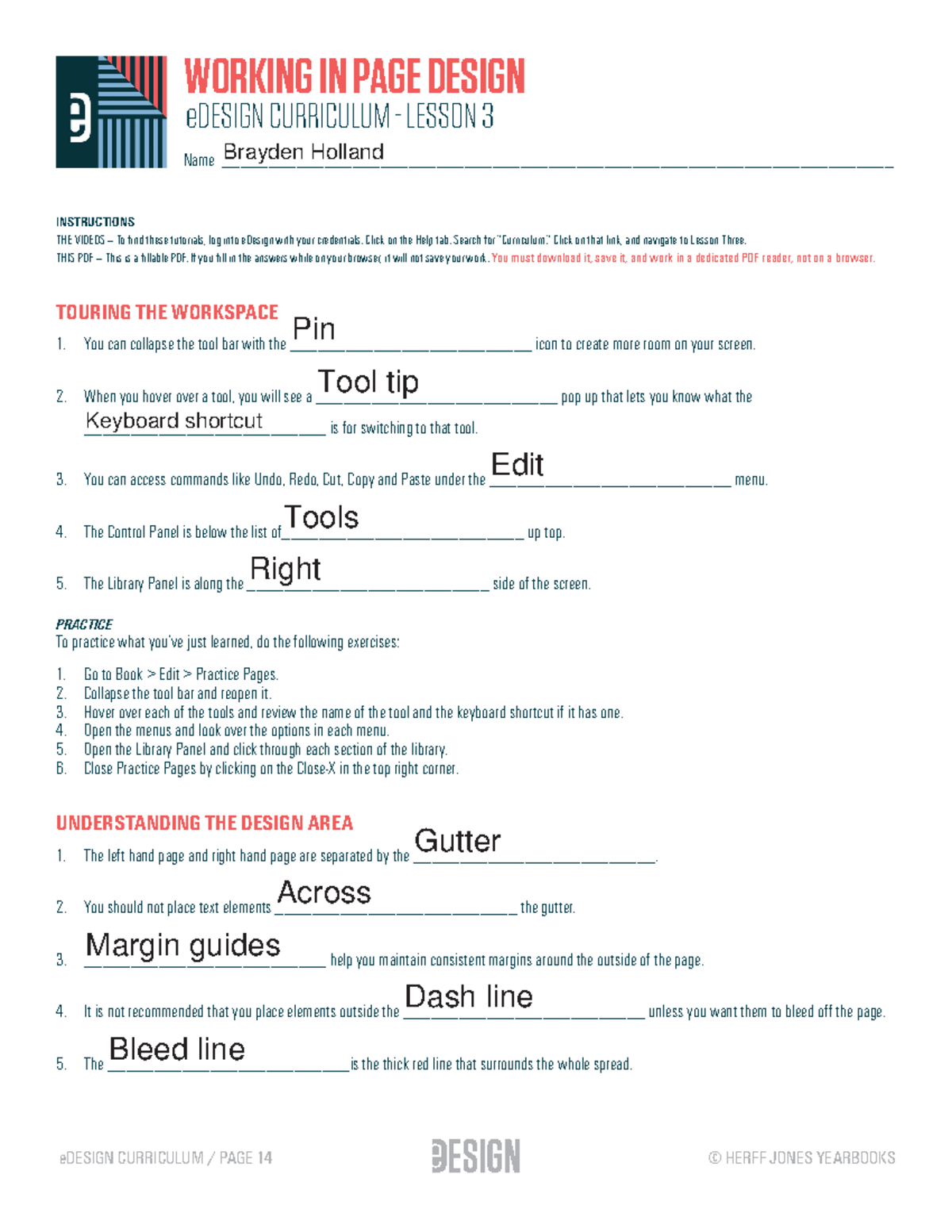 E Design Curriculum Lesson 3: Guided Notes & Practice Activities - Studocu