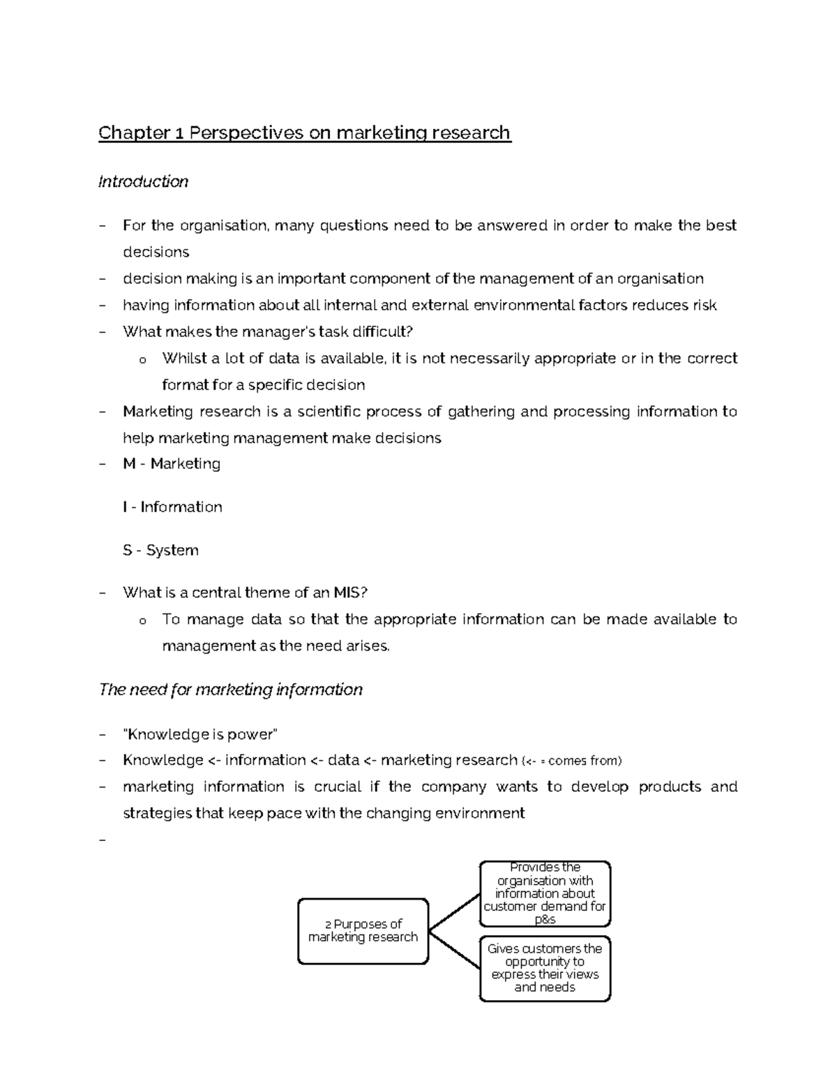 Ch. 1 Perspectives on marketing research summary - Chapter 1 ...
