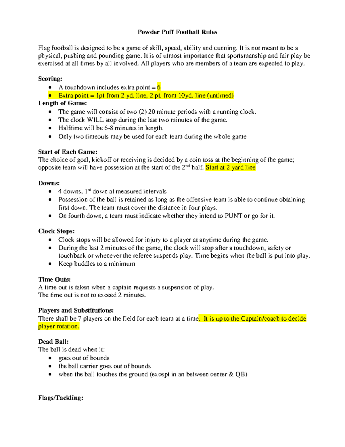 Powder Puff Football Rules 2021 - Powder Puff Football Rules Flag ...