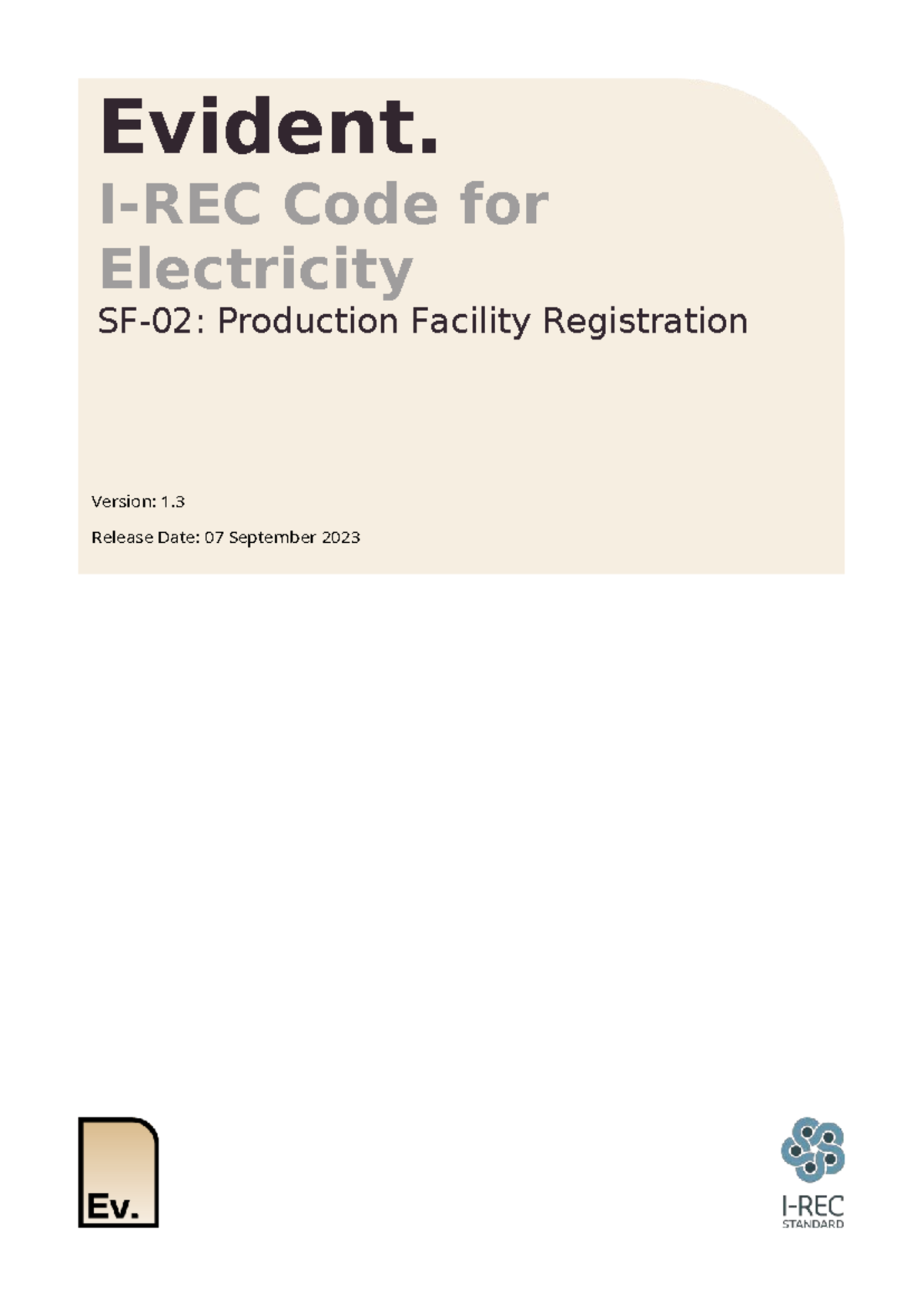 Evident Code for Electricity Production Facility Registration v1.3 ...