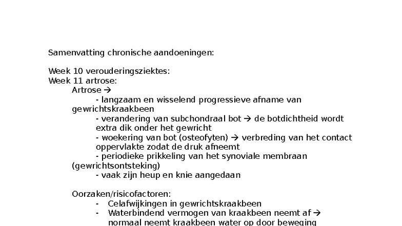 Samenvatting chronische aandoeningen: Week 10-13 verouderingsziektes en ...