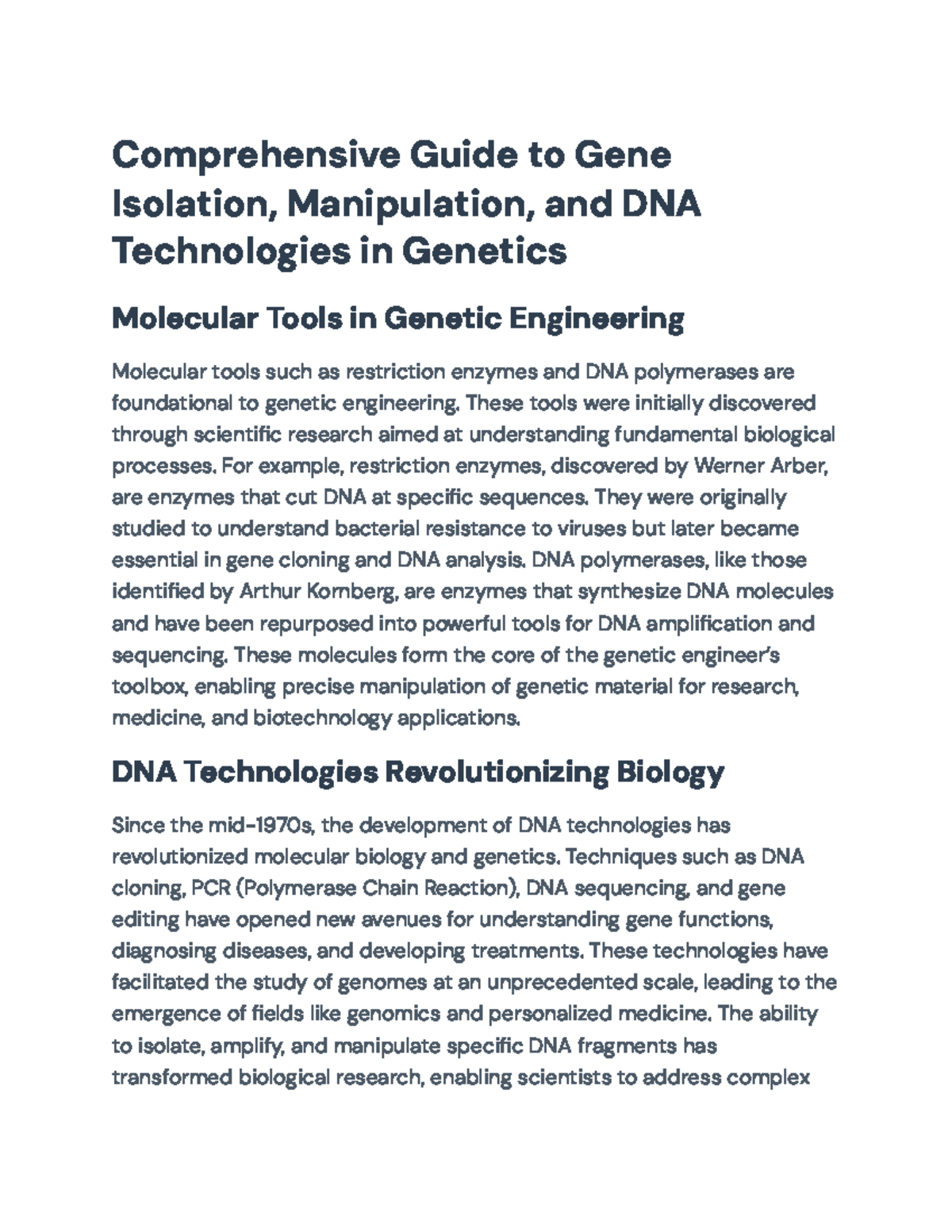 Comprehensive Guide to Gene Isolation & DNA Tech in Genetics (GEN 101 ...
