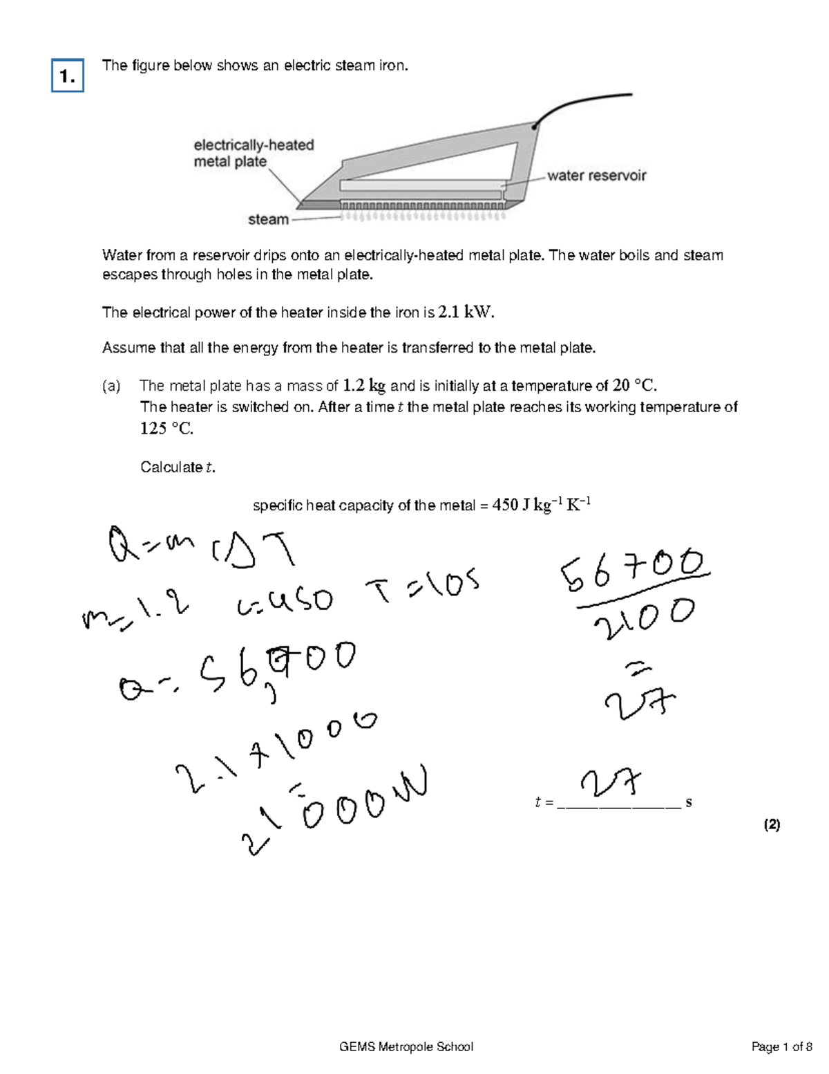 GEMS Physics 101: Heat Transfer and Latent Heat Exam Questions - Studocu