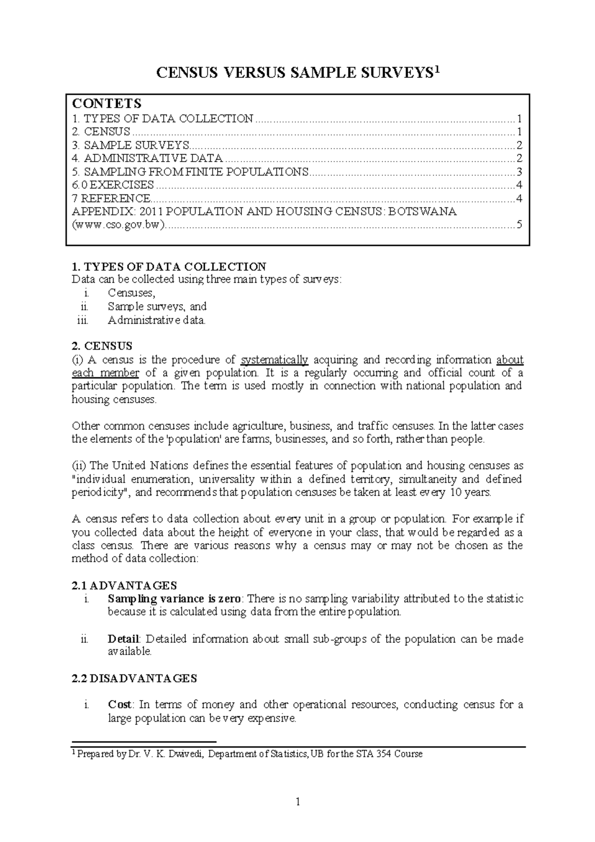 CENSUS VS SAMPLE SURVEYS: STA 354 Course Overview and Insights - Studocu