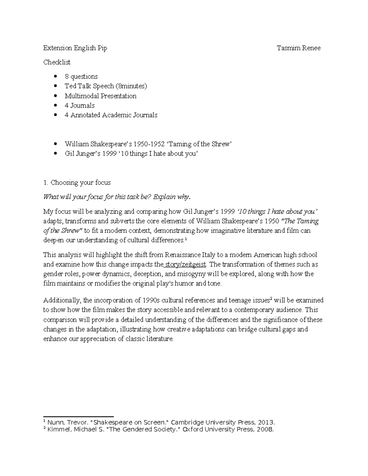 Ext eng pip doc - Irp - Extension English Pip Tasmim Renee Checklist 8 ...