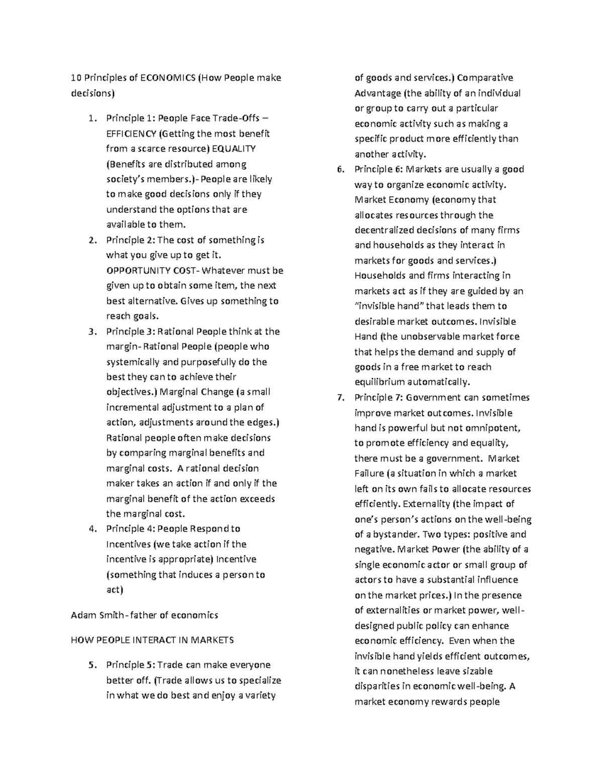 10 Principles of Economics (ECON 101) - Comprehensive Notes - Studocu