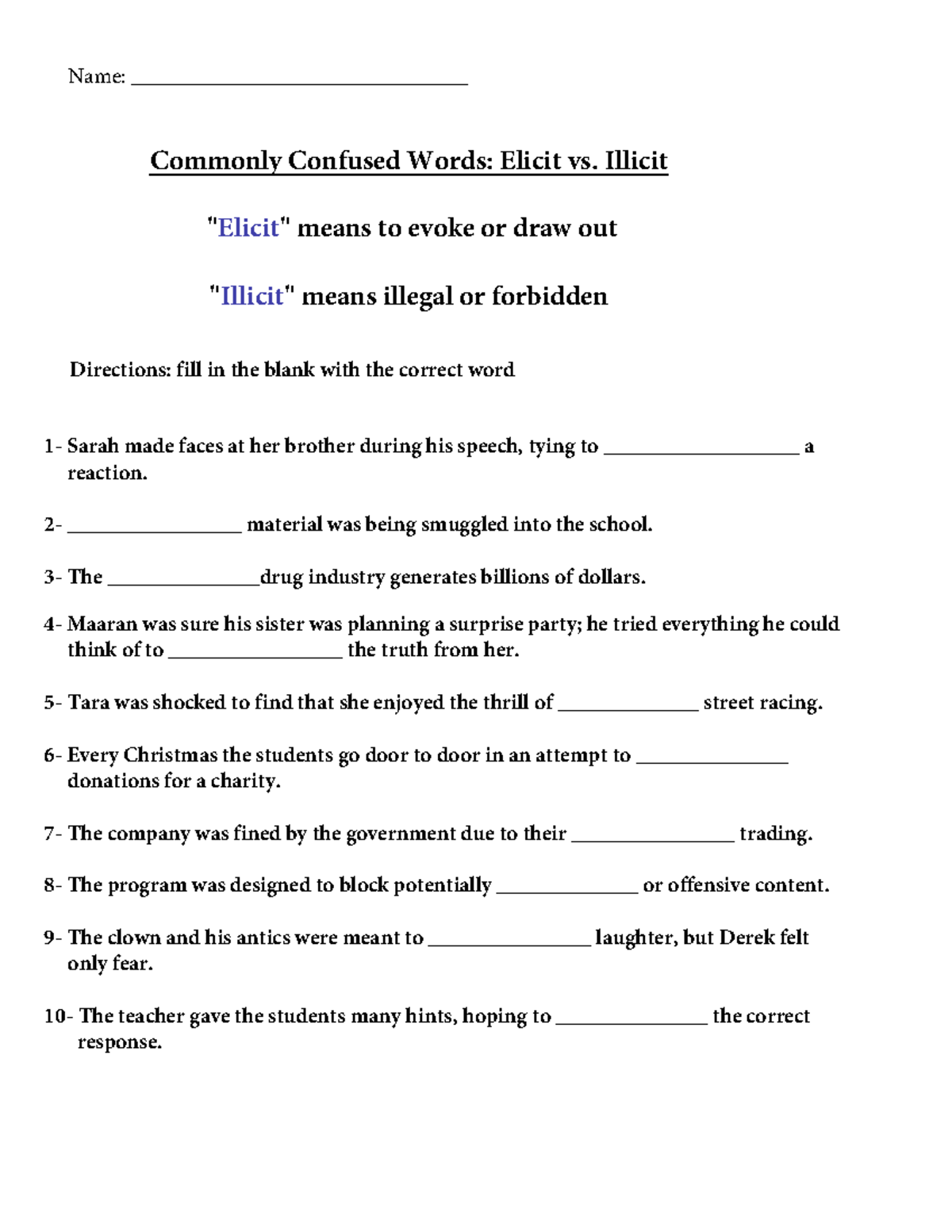 Elicit vs. Illicit: Understanding Commonly Confused Words Activity ...