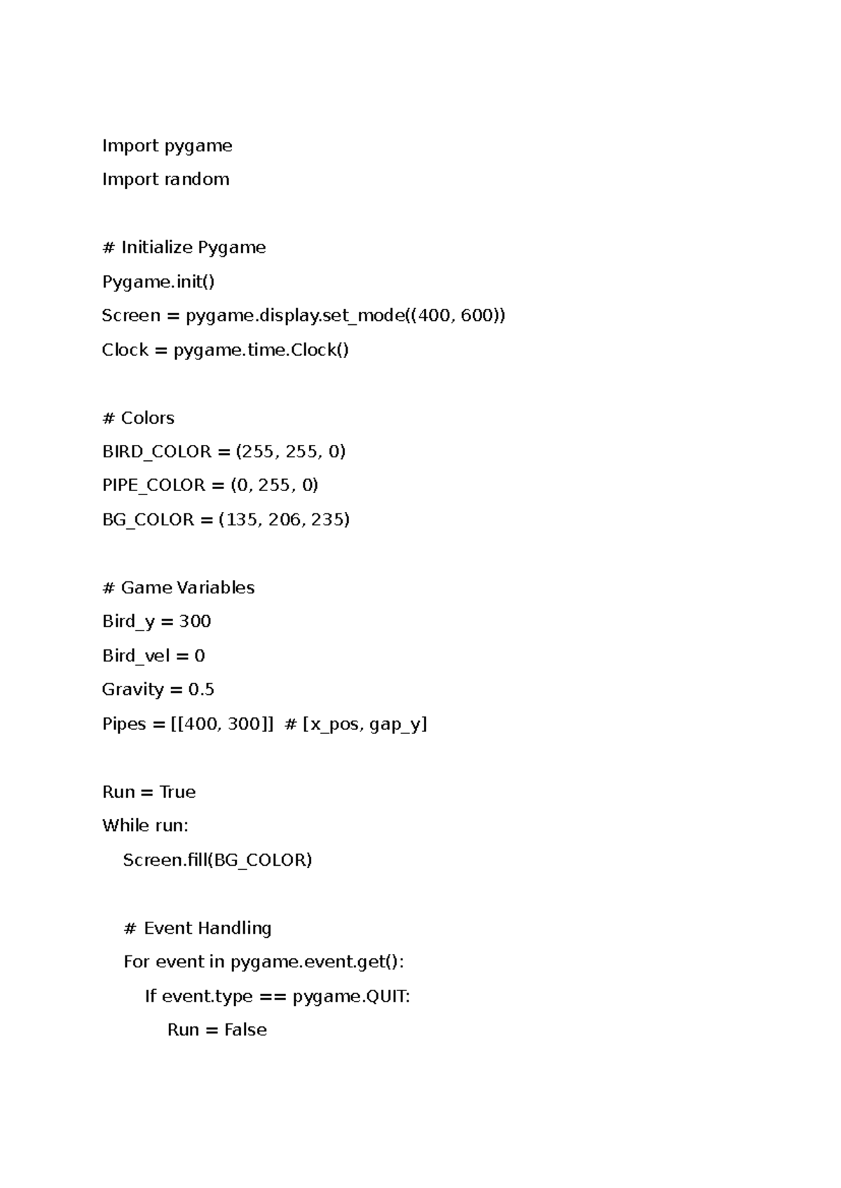 Code full Flappy Bird - Python - Import pygame Import random Initialize ...
