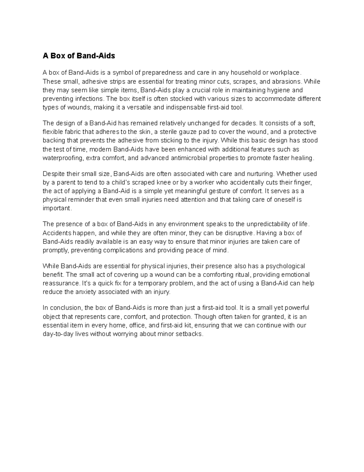 The Importance of a First Aid Box in Everyday Life - Studocu