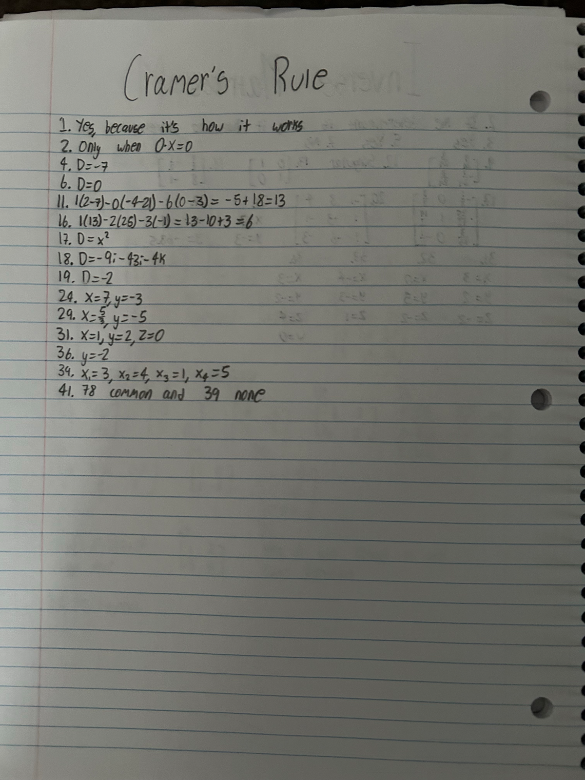 Cramer's Rule Document - MATH 1080 - Rule 1. Yes, because how it works ...