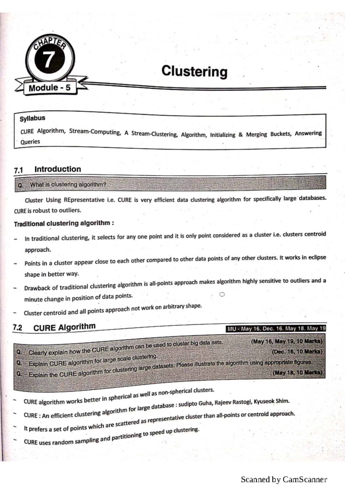 Bda 7-10 - bda 7-10 - bda - CHAPTER 7 Clustering Module 5 Syllabus CURE Algorithm, A Algorithm ...
