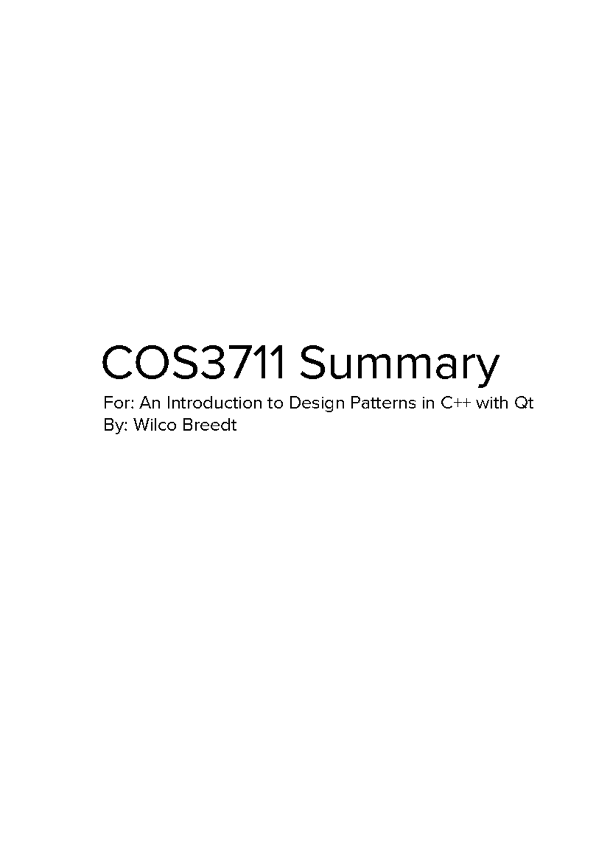 COS3711 Summary - An Introduction to Design Patterns in C++ with Qt ...