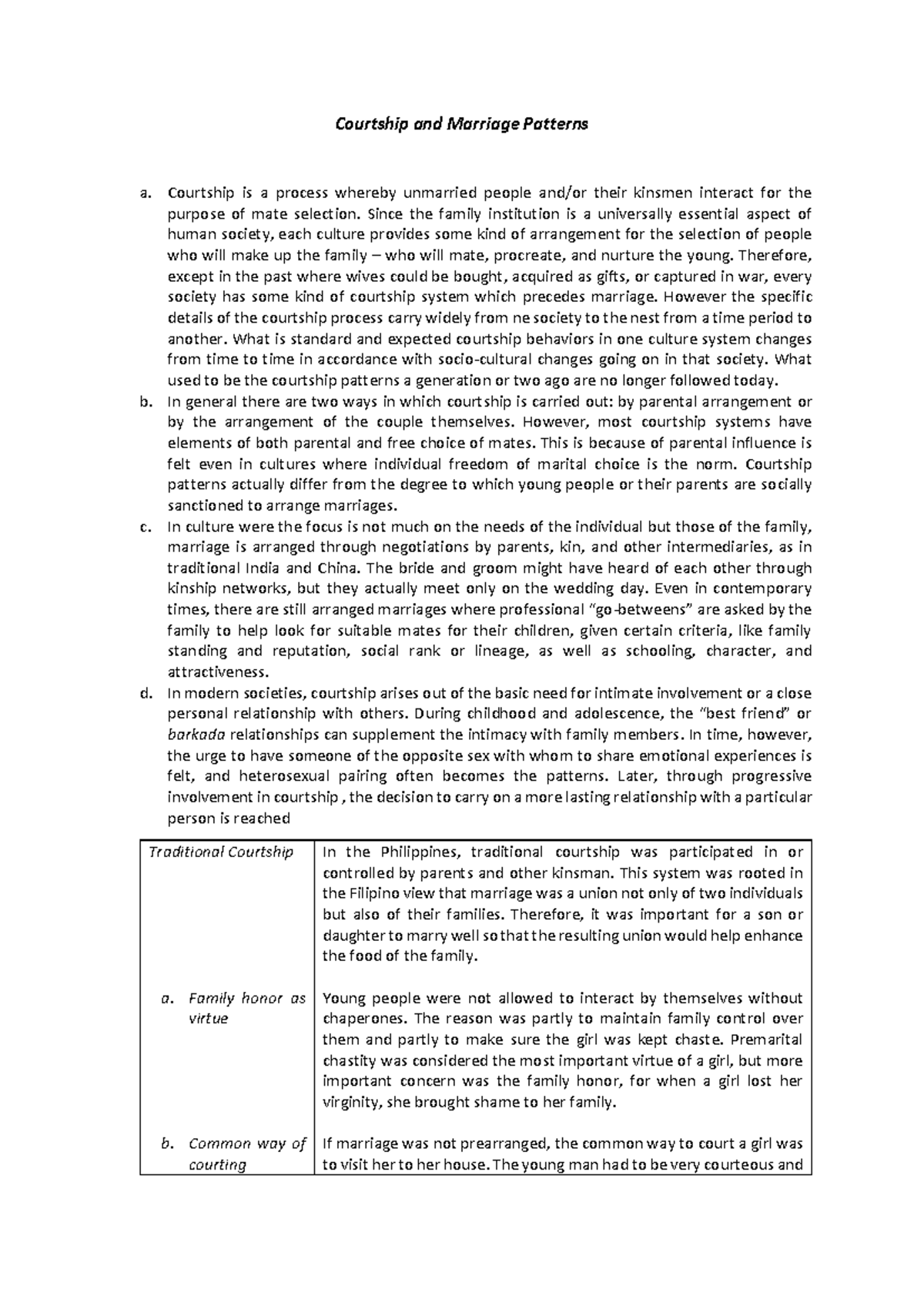 Cultural Insights on Courtship & Marriage Patterns (SOC101) - Studocu