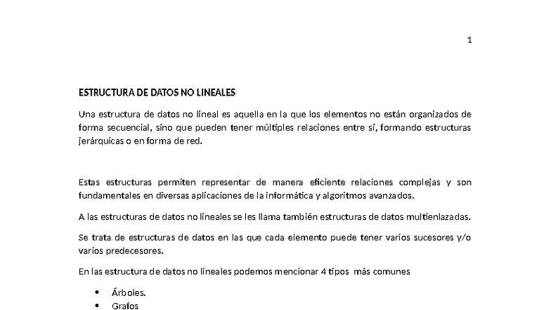 Estructura de Datos No Lineales: Conceptos y Operaciones - Studocu