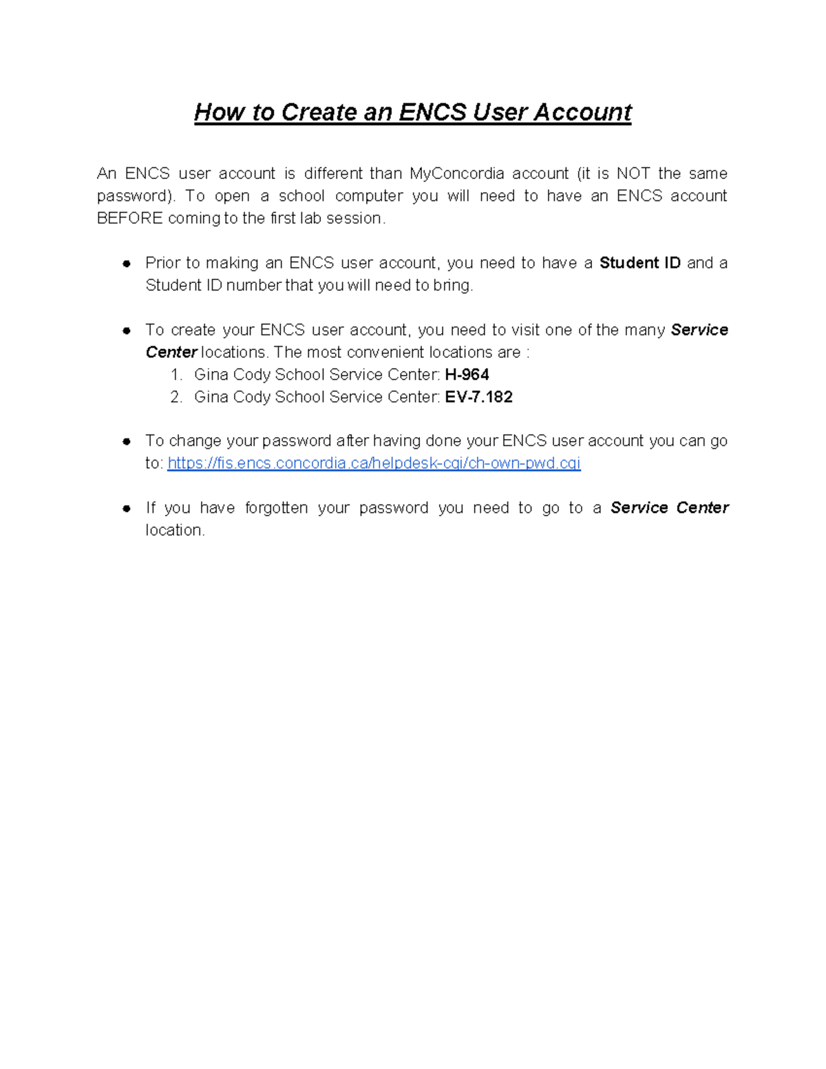 Creating Your ENCS User Account: A Step-by-Step Guide - Studocu