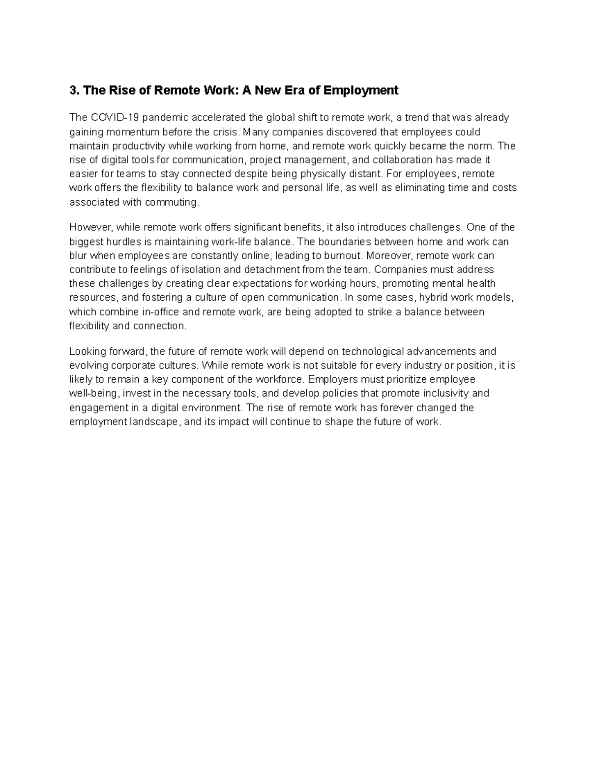 3. The Rise of Remote Work: A New Era of Employment Insights - Studocu