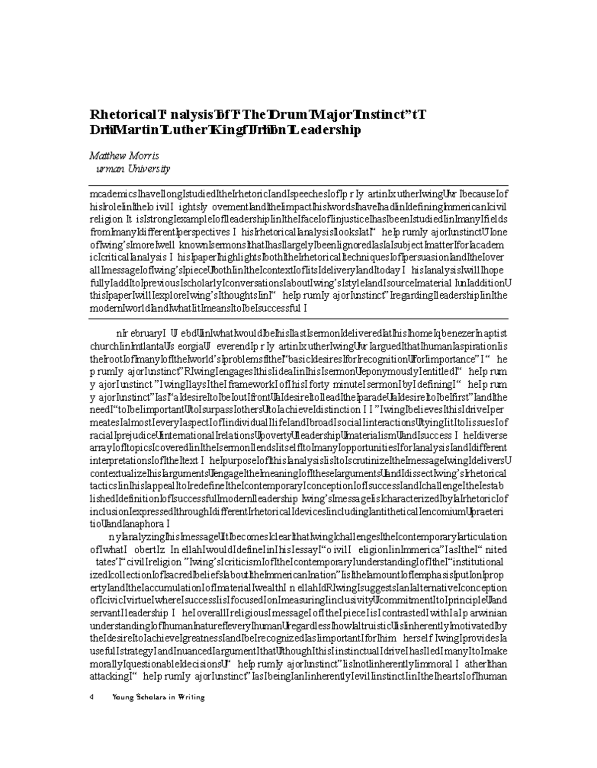 Rhetorical Analysis of "The Drum Major Instinct": MLK on Leadership ...