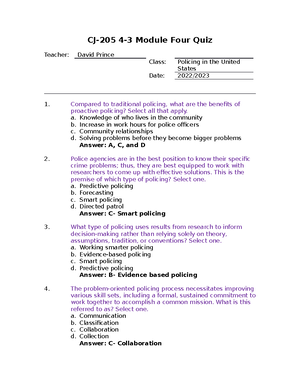 CJ 205 5-3 Quiz - Quiz for all of Module 5 - CJ-205 5-3 Module Five ...