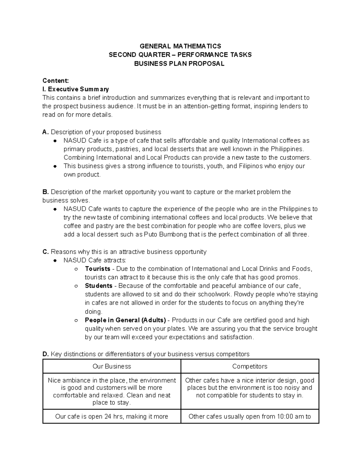 Business PLAN Proposal - Genmath - GENERAL MATHEMATICS SECOND QUARTER ...