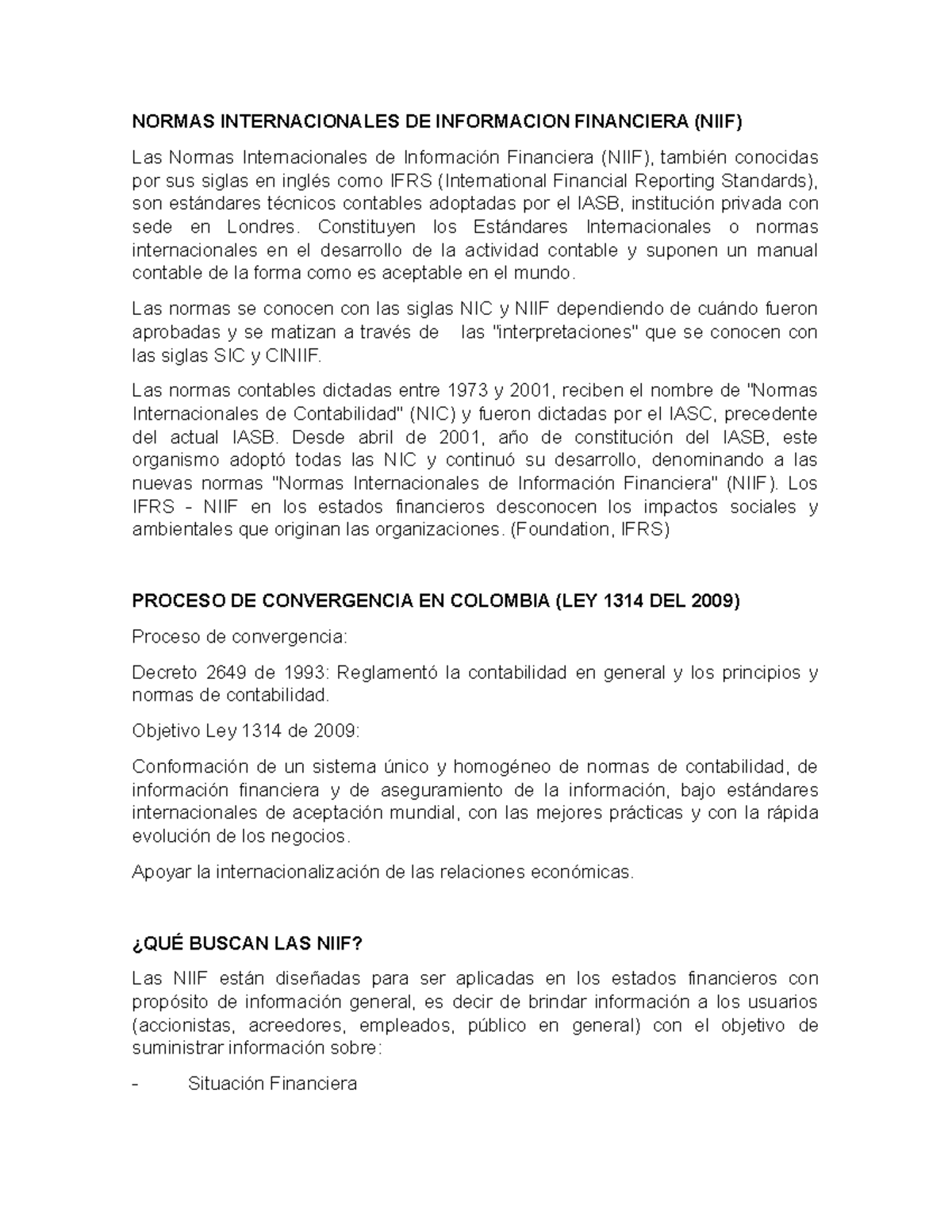 NIIF - Resumen y Objetivos de las Normas Internacionales de Información ...