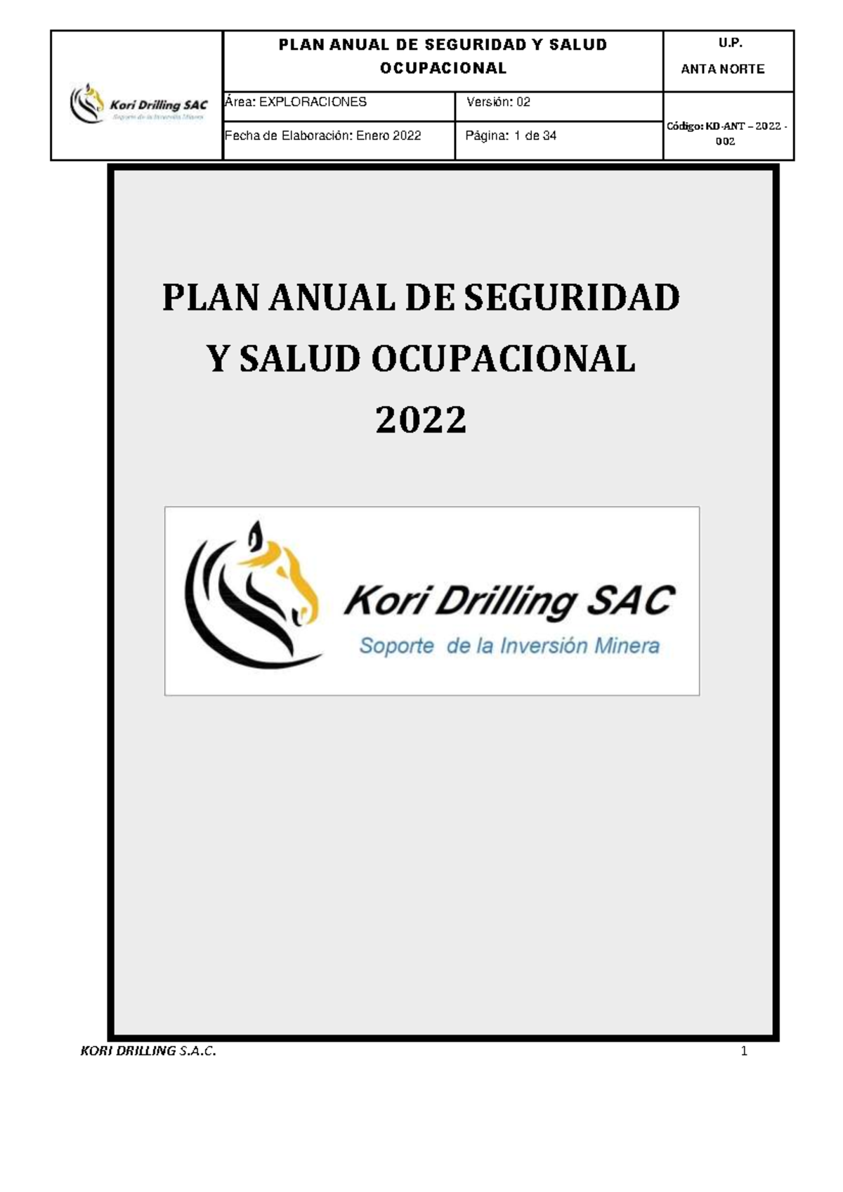 1. PLAN Anual DE Seguridad Y Salud Ocupacional-KD-2021 - PLAN ANUAL DE SEGURIDAD Y SALUD ...