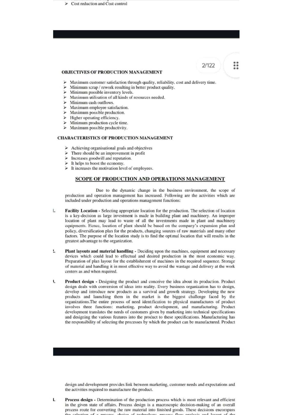 Production Management Objectives & Scope (Course Code: 20250921) - Studocu