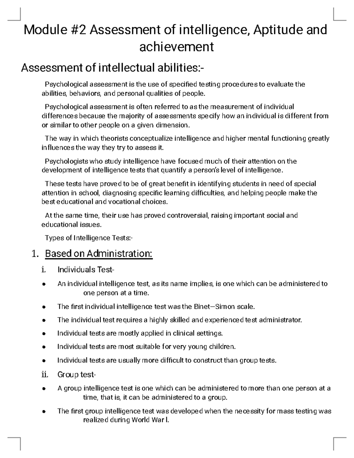 Module #2: Assessment of Intelligence, Aptitude, and Achievement 250603 ...