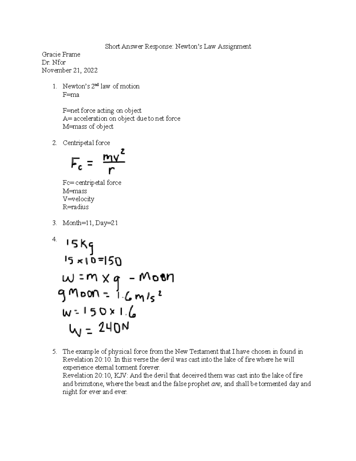 Newton’s Laws Short Answer Response - AST 101 Assignment - Studocu