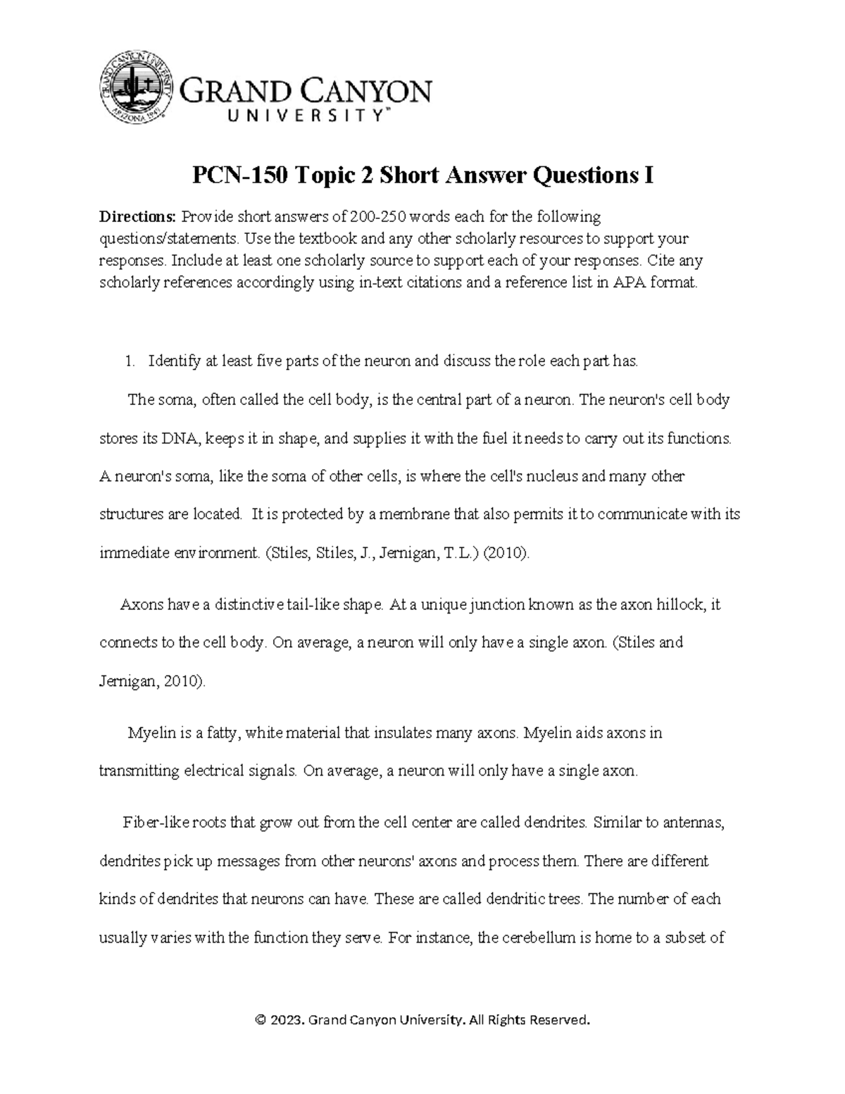 PCN-150 Topic 2 Short Answer Responses - Achieving Excellence - Studocu