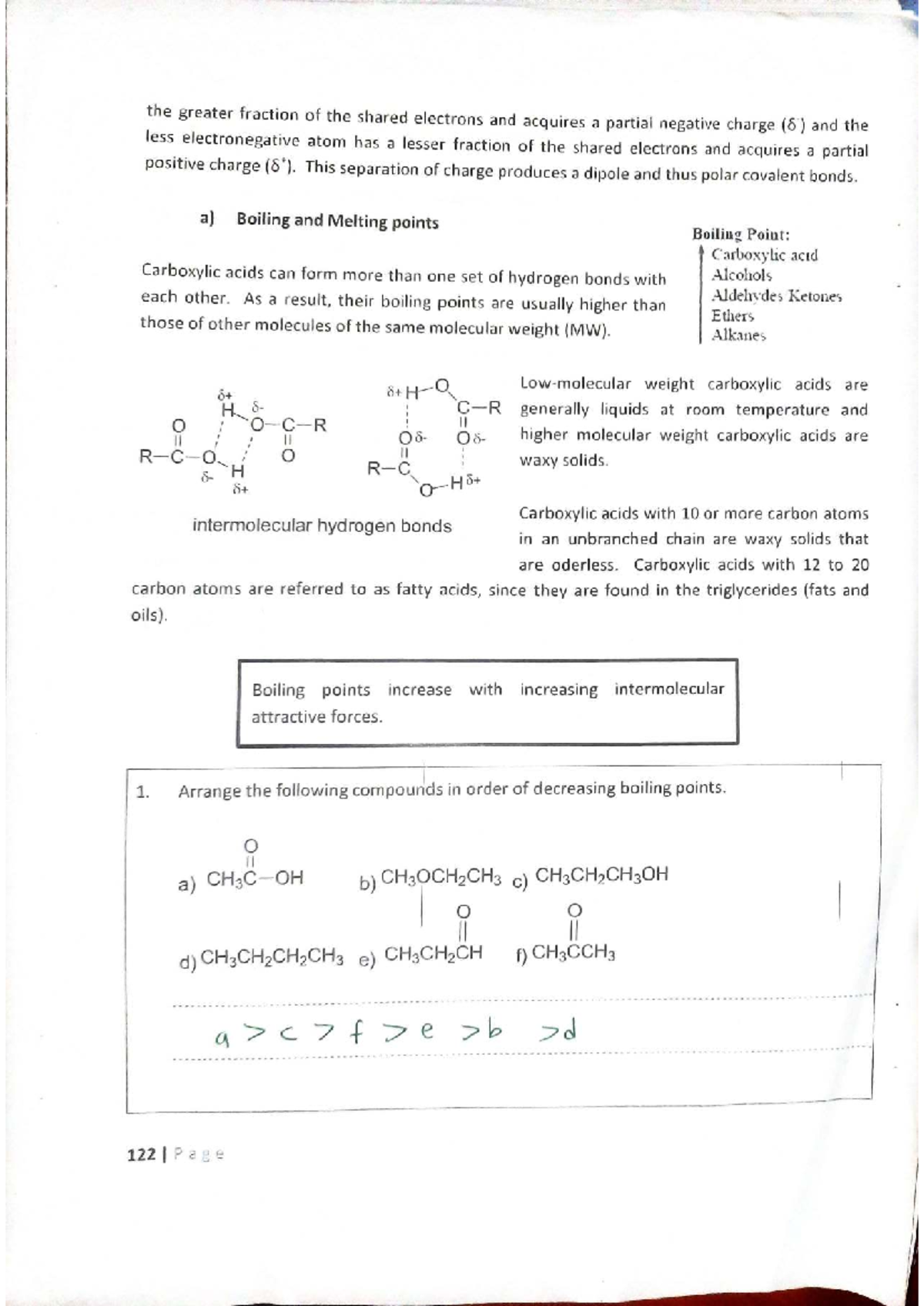Learning Unit 6: Carboxylic Acids - Answers and Reactions - Studocu