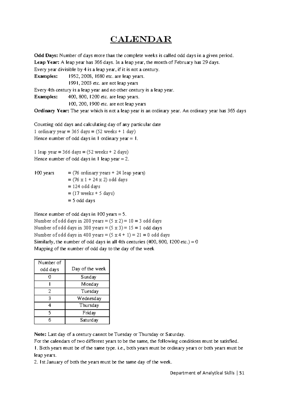 Calendar Worksheet: Understanding Odd and Leap Days - Studocu