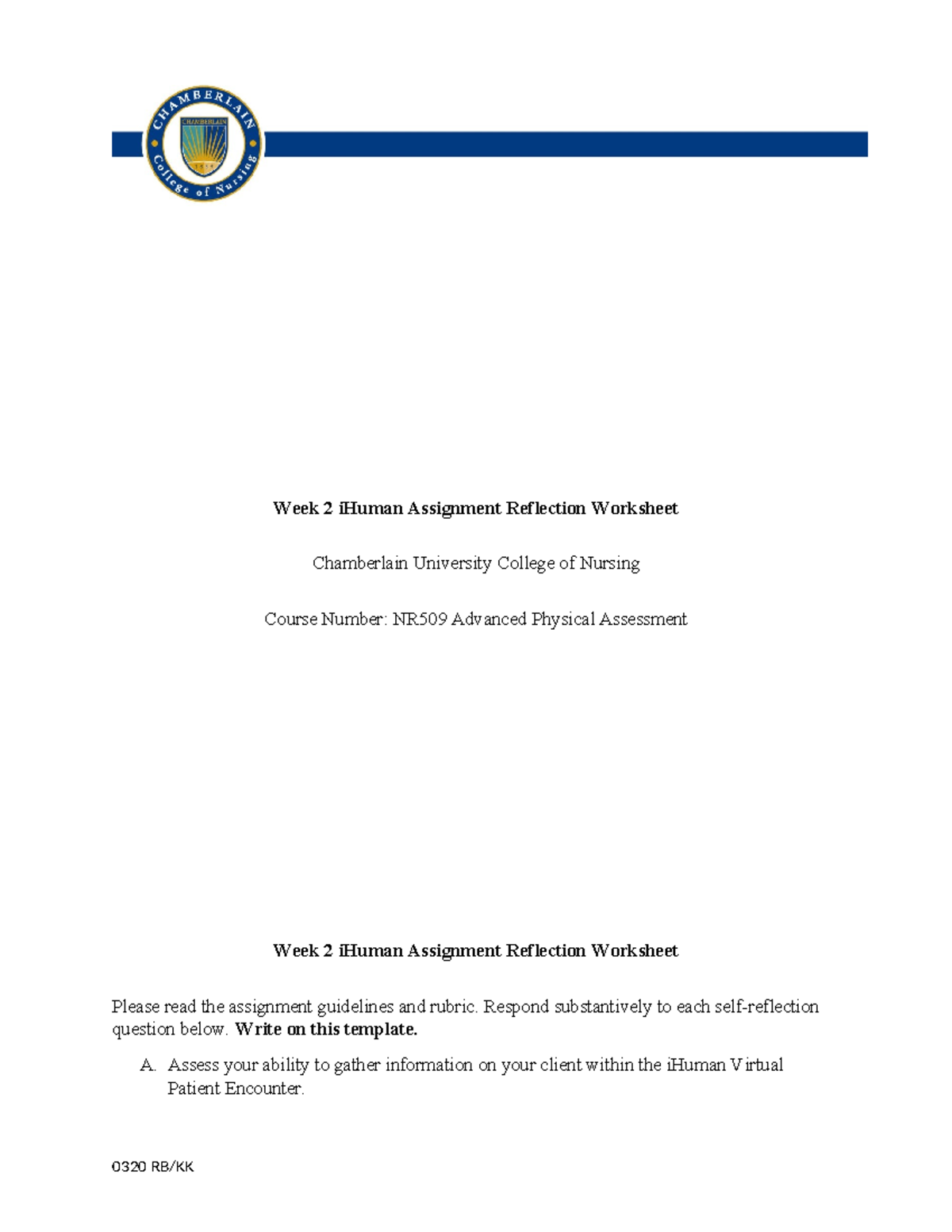 NR509 Week 2 i-Human Assignment Reflection & Performance Analysis - Studocu