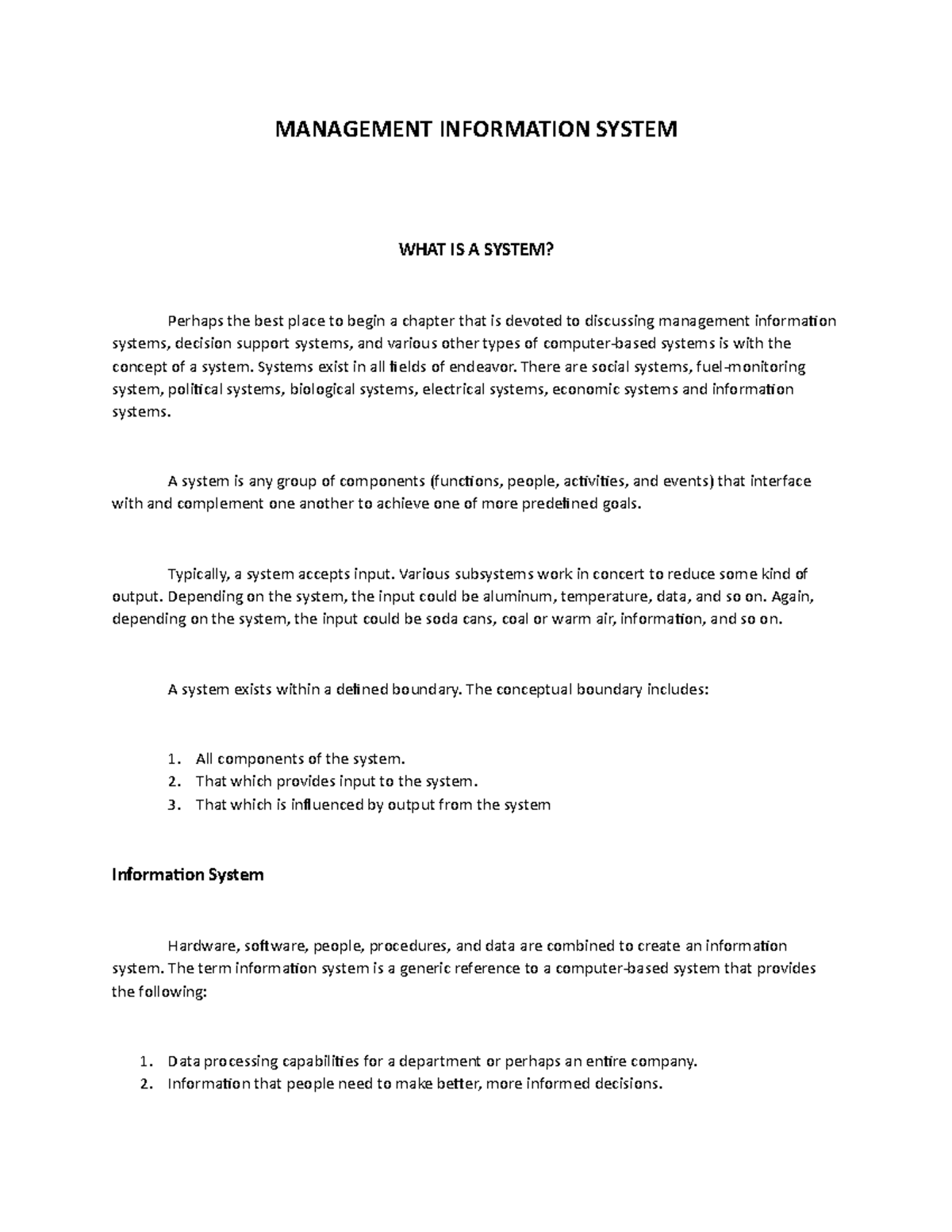 Management Information System - MANAGEMENT INFORMATION SYSTEM WHAT IS A ...