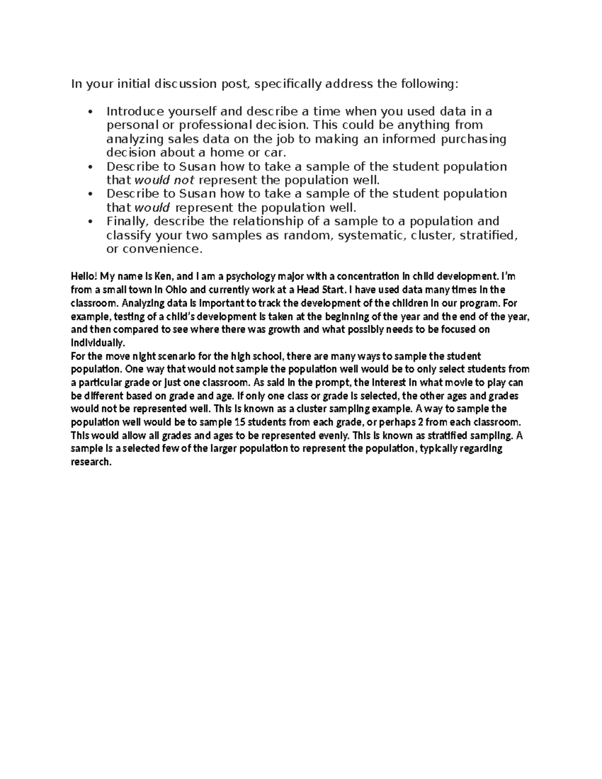 MATH-240 Initial Discussion Post: Data Sampling Techniques Explained ...